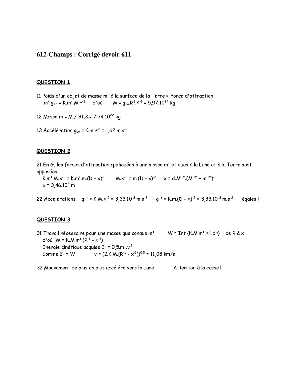 Exercices Sur Les Champs Correction Docsity