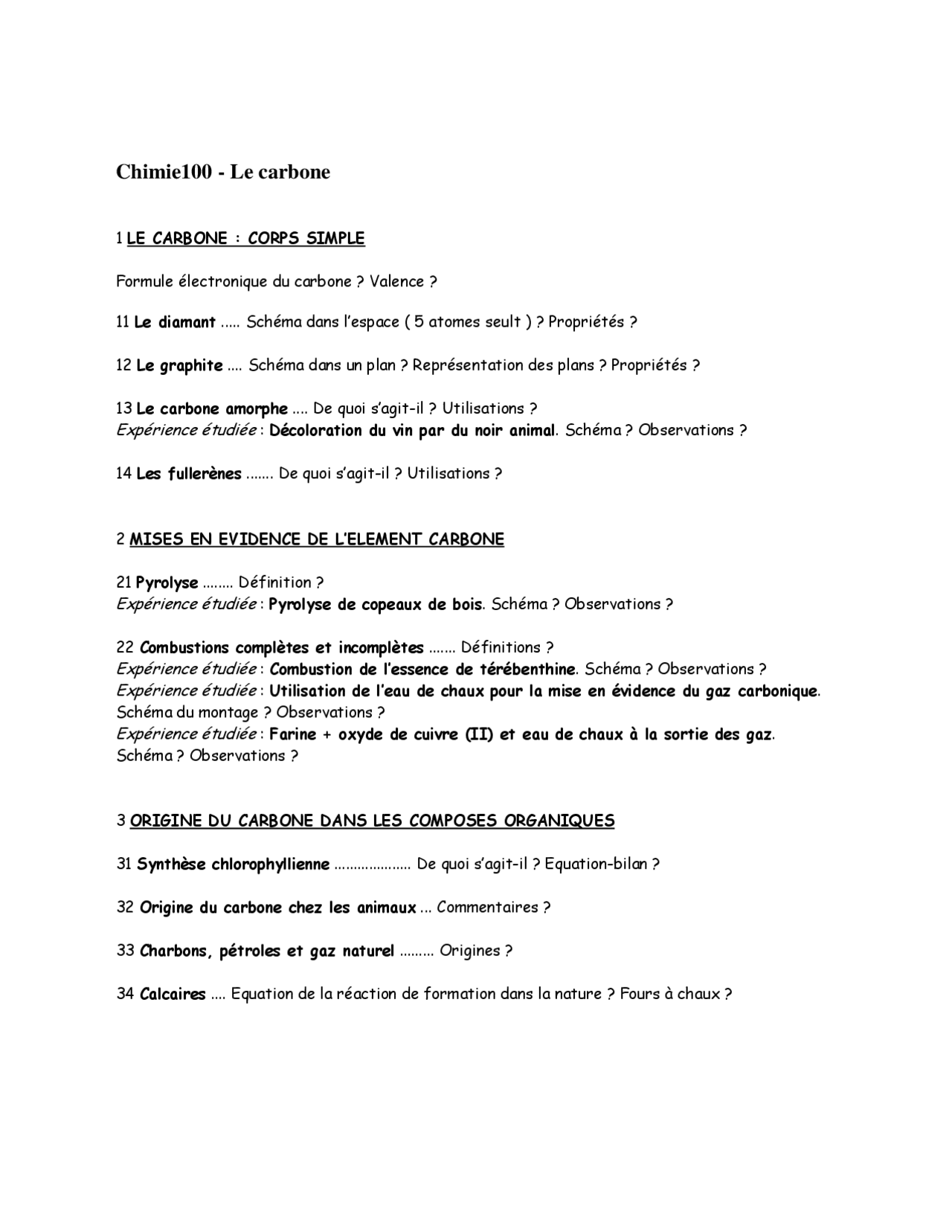 Exercices Sur Le Carbone Docsity