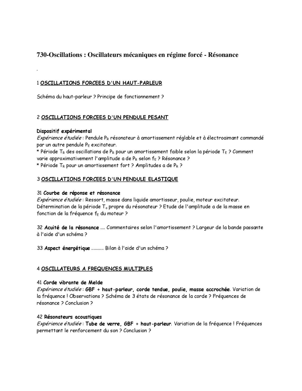 Exercices Sur Les Oscillations Les Oscillateurs Mécaniques En Régime