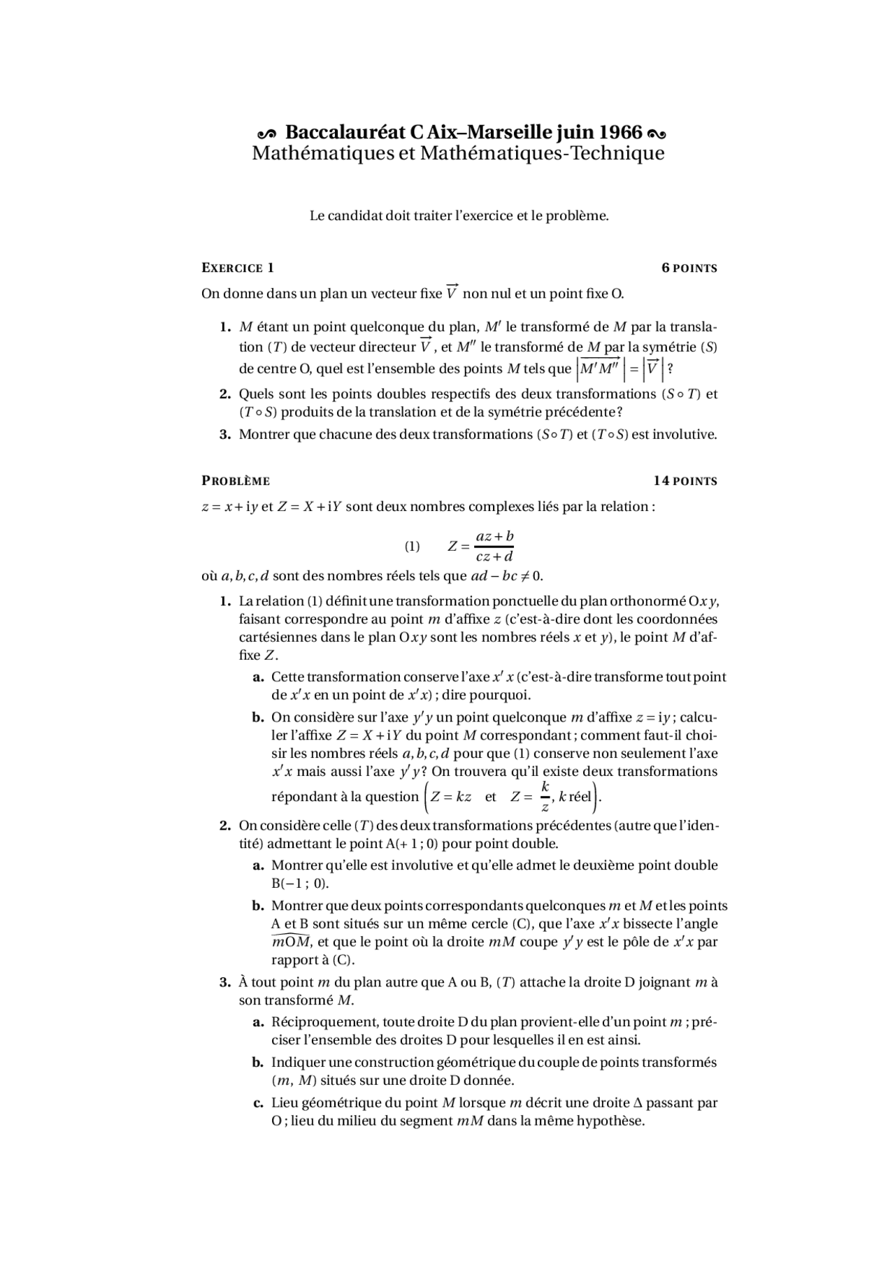 Mathématique Et Technique Exercices Dalgèbre 1 Docsity