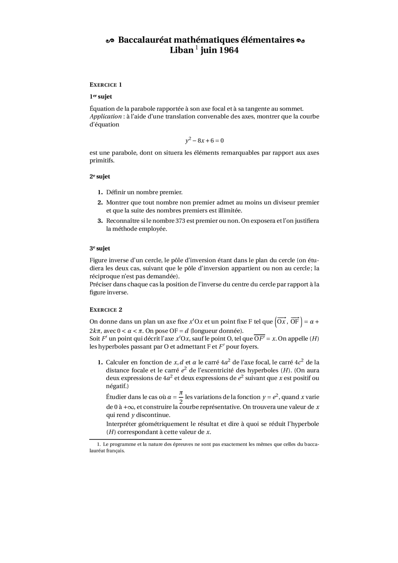 Exercices De Mathématiques élémentaires 9 Docsity