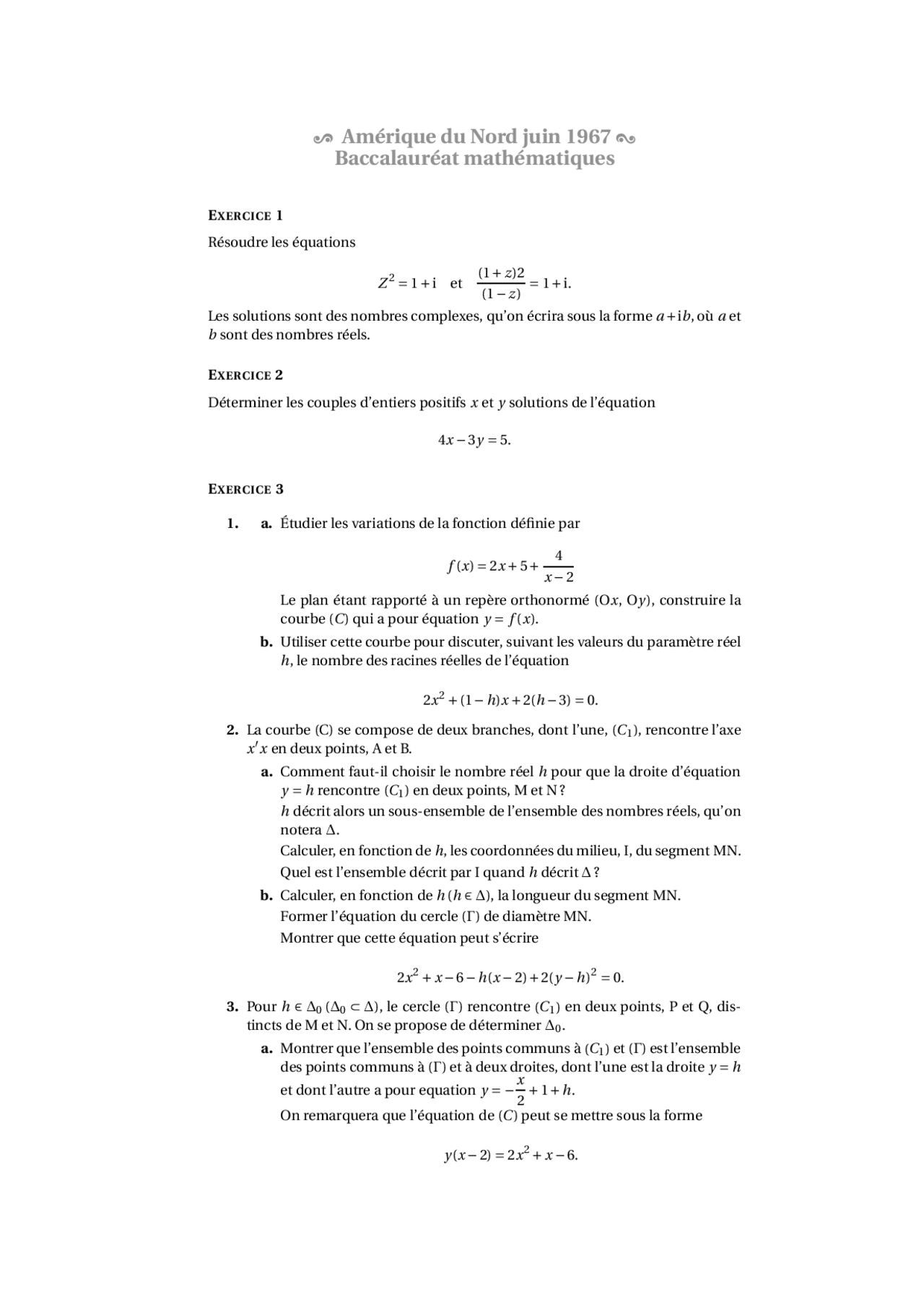 Exercices Dalgèbre Mathématiques élémentaires 3 Docsity