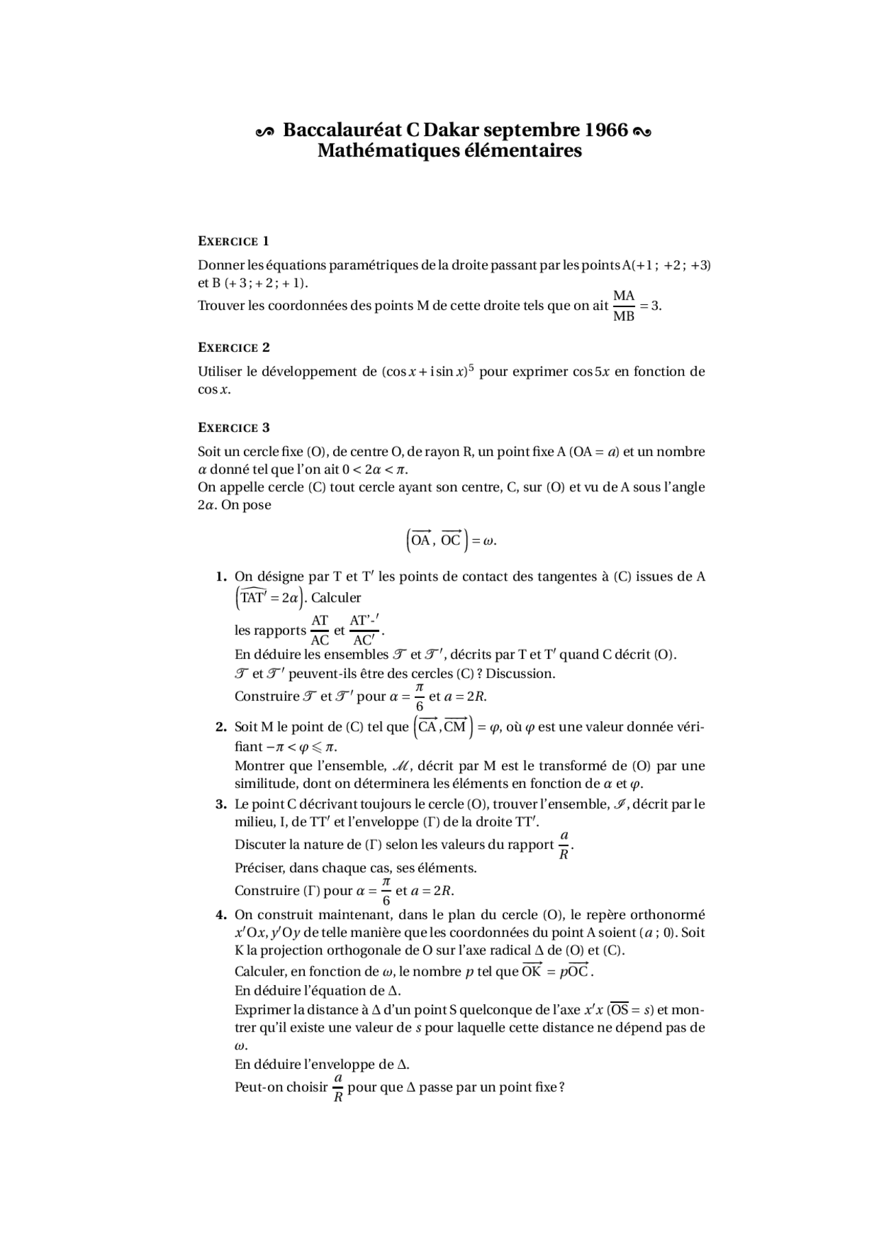 Mathématique Et Technique Exercices Dalgèbre 5 Docsity