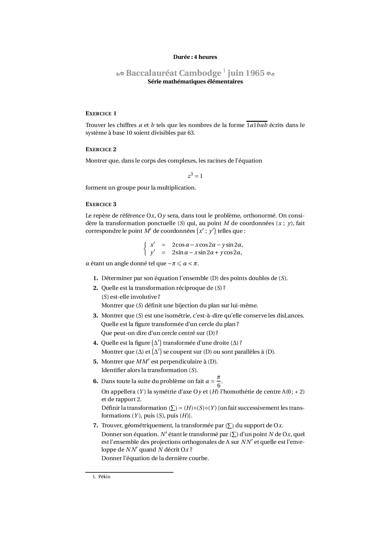 Travaux Pratiques De Mathématique Série 7 Docsity