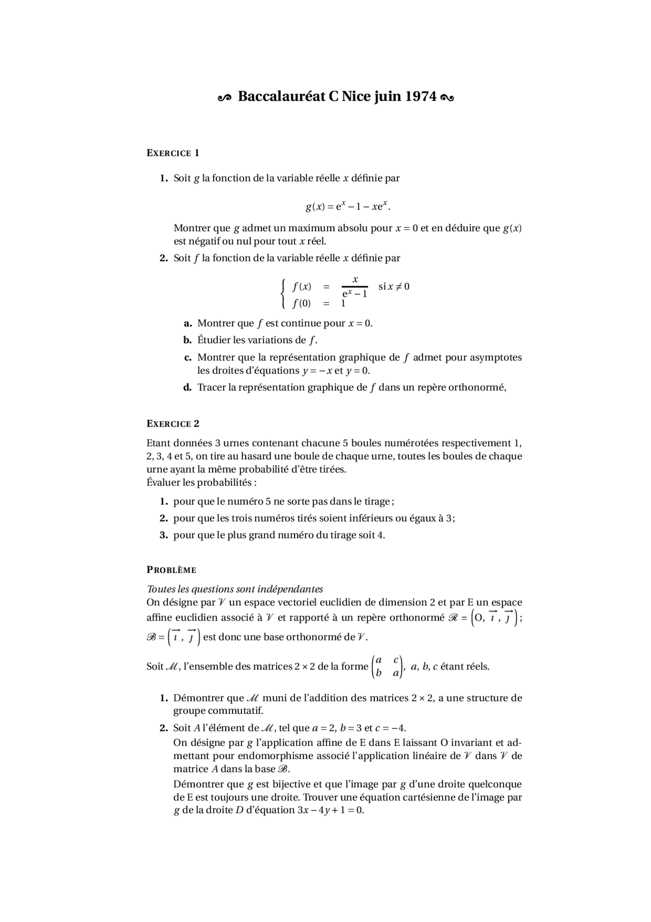 Sciences Mathématiques Exercices 7 Docsity
