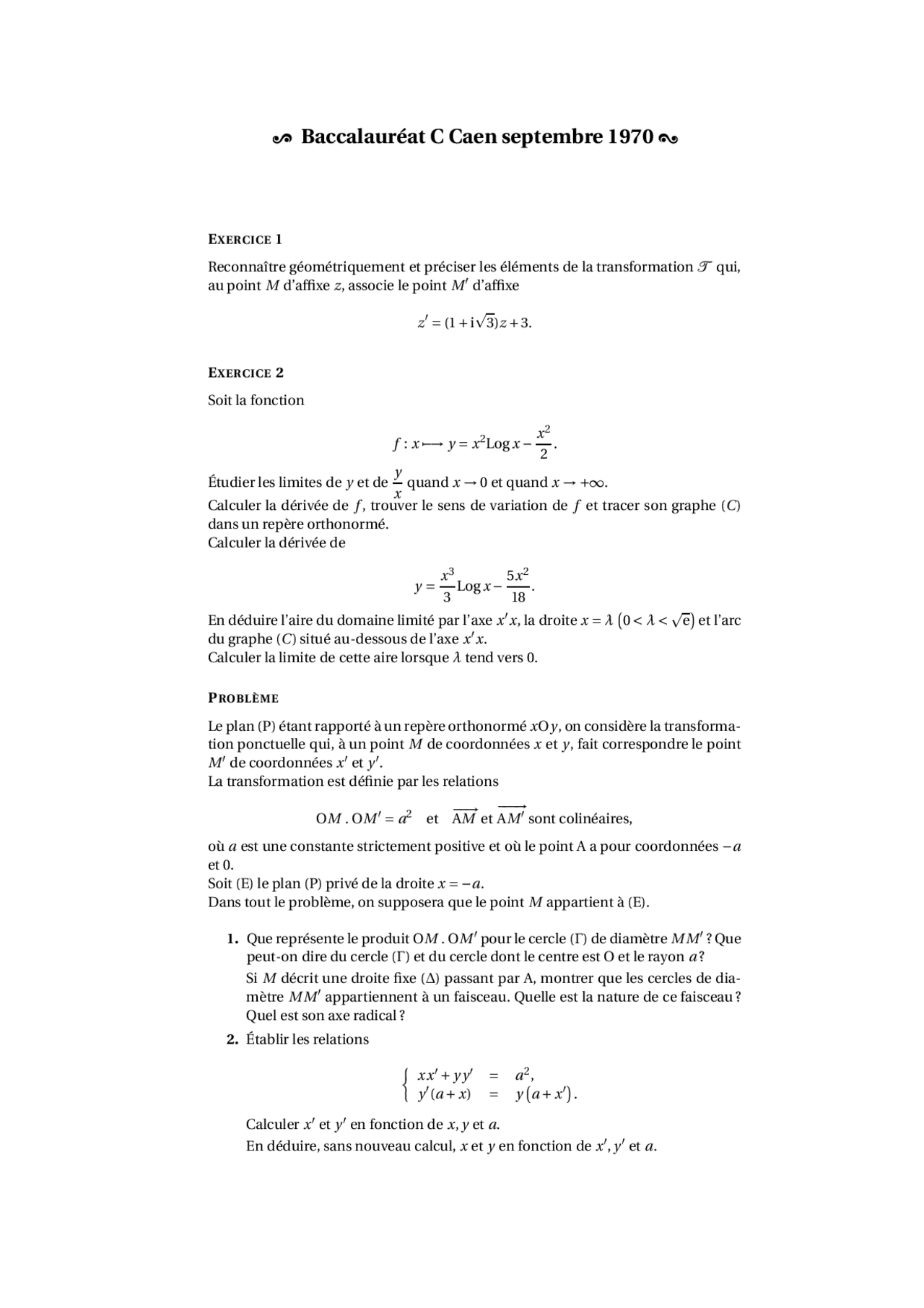 Mathématique Exercices 9 Docsity
