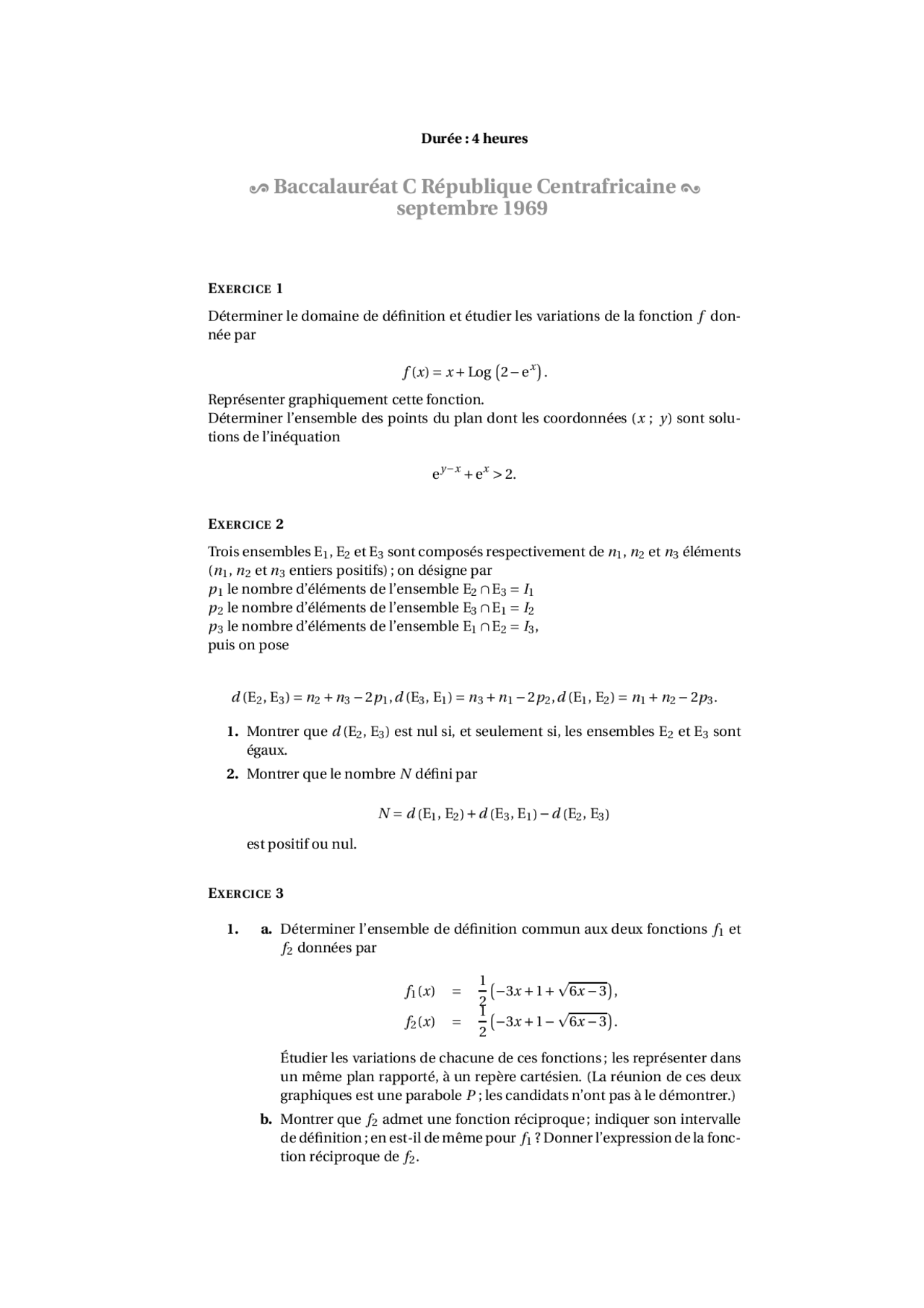 Exercices De Mathématique 3 Docsity