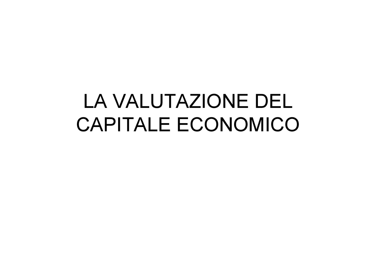 La valutazione del capitale economico - Docsity