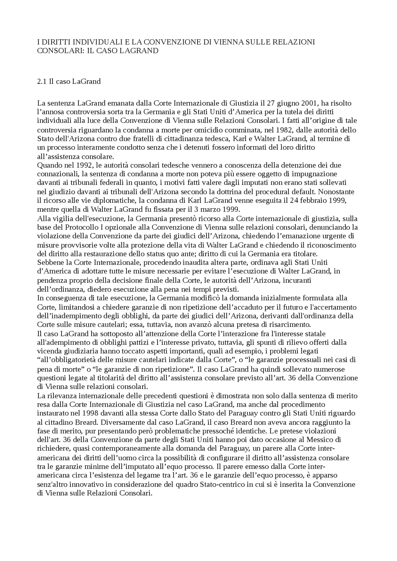 Sentenza Lagrand Appunti Di Diritto Processuale Civile Docsity