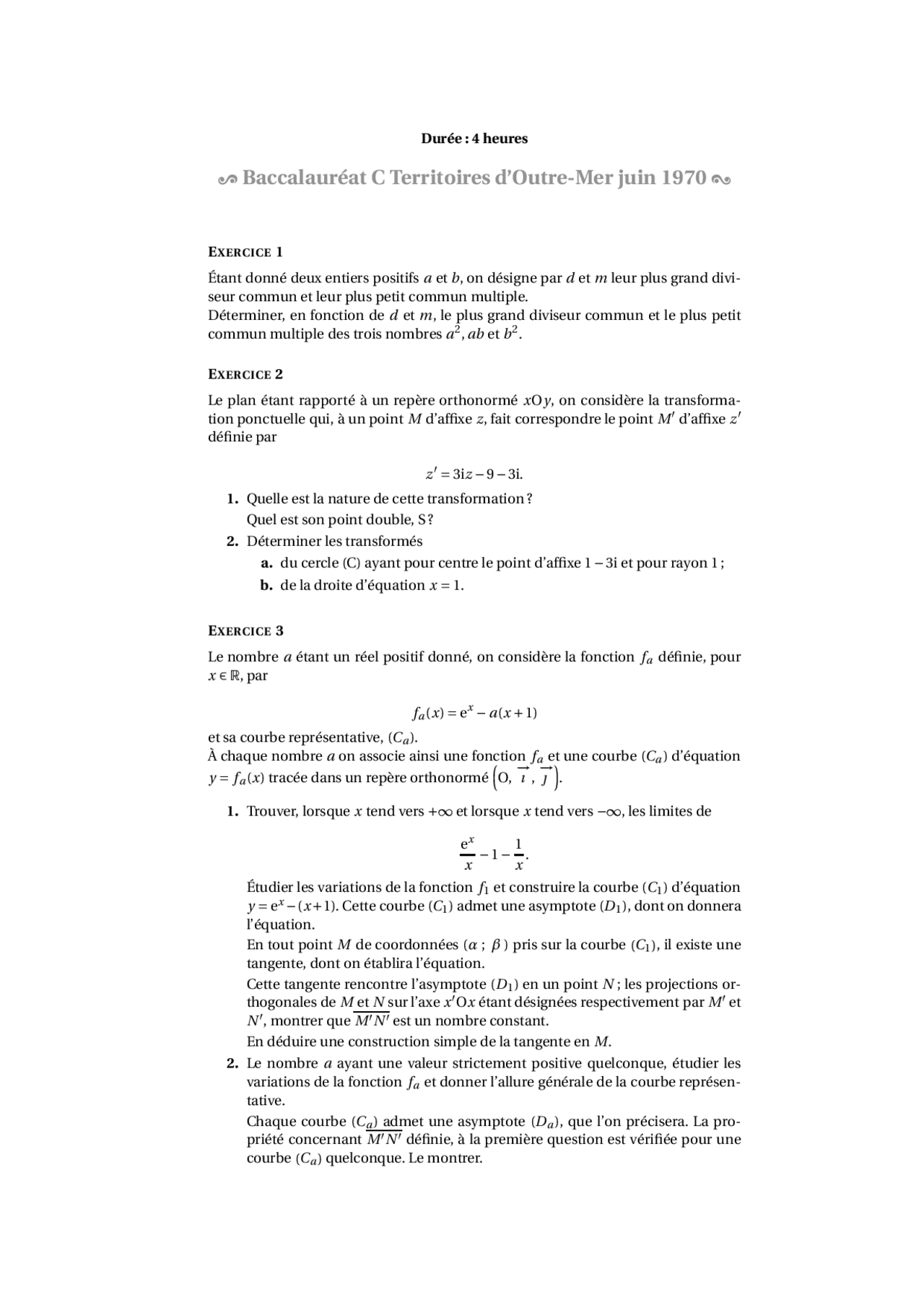 Examen de mathématique 7 - Docsity