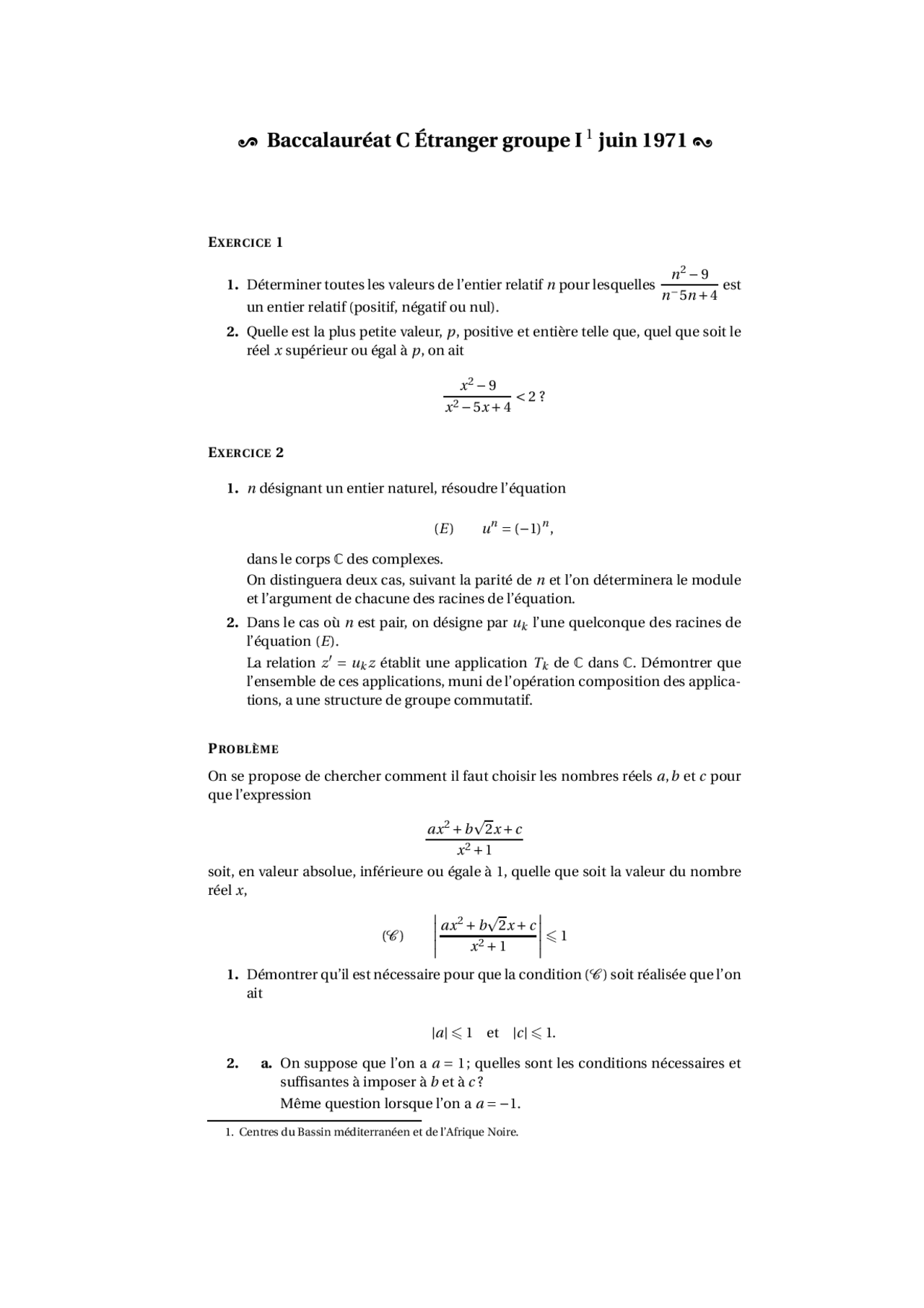Les valeurs de l’entier relatif - exercices de mathématique - Docsity