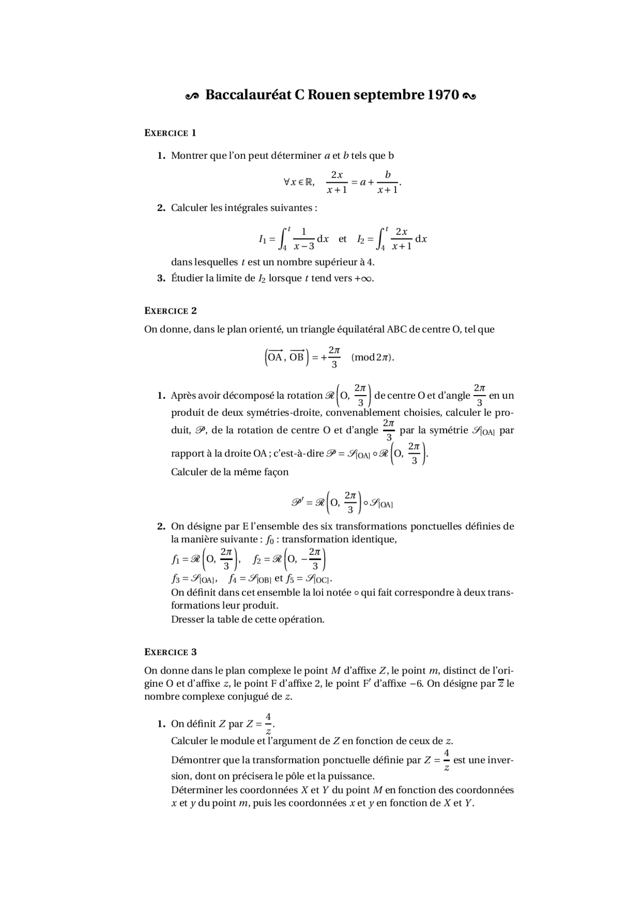 Examen De Mathématique 4 Docsity