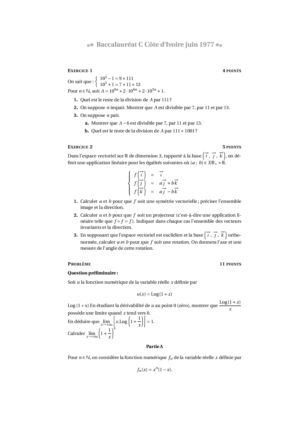 Exercices De Mathématique Appliquée 12 Docsity