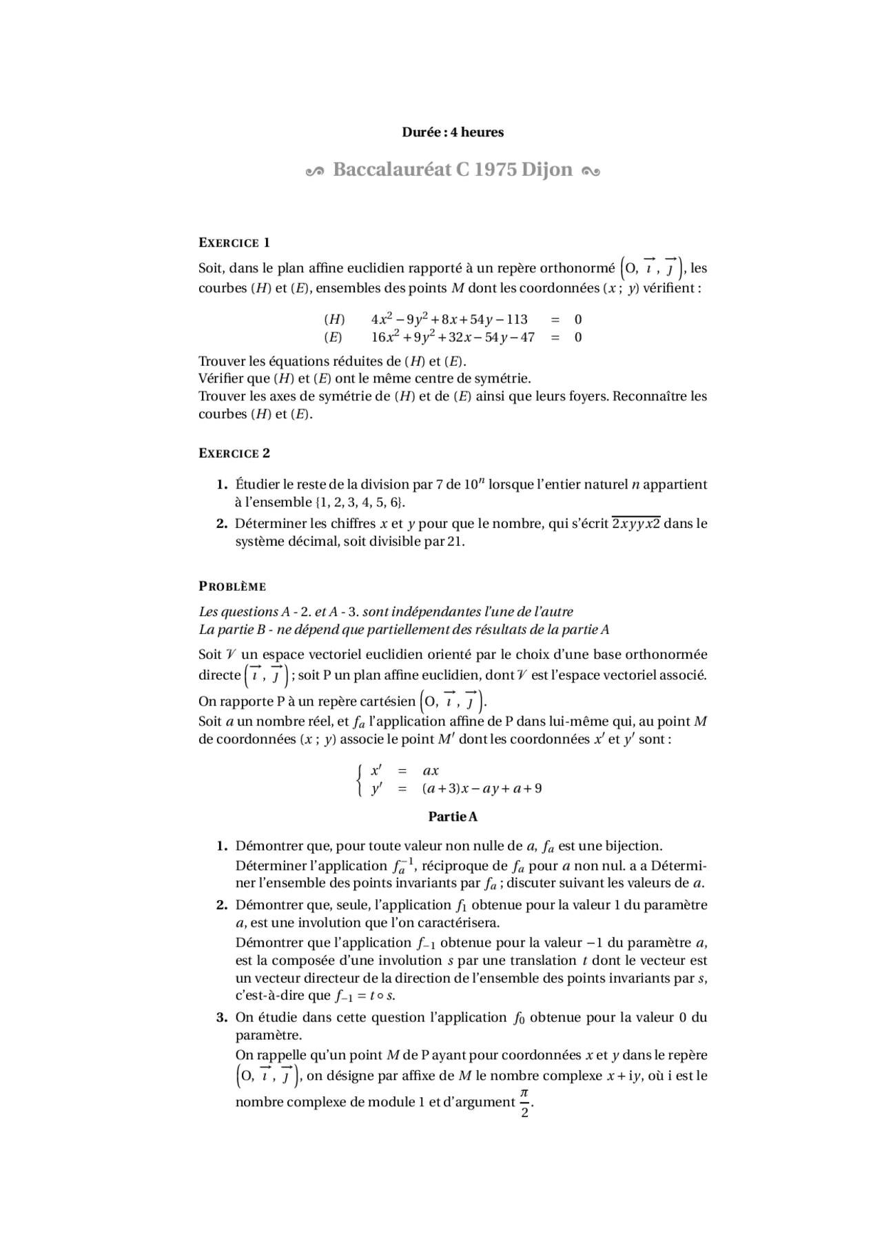 Examen math 15 - Docsity