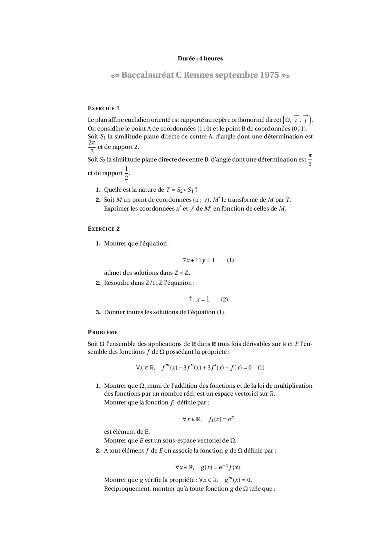 Sciences Math Exercices 1 Docsity