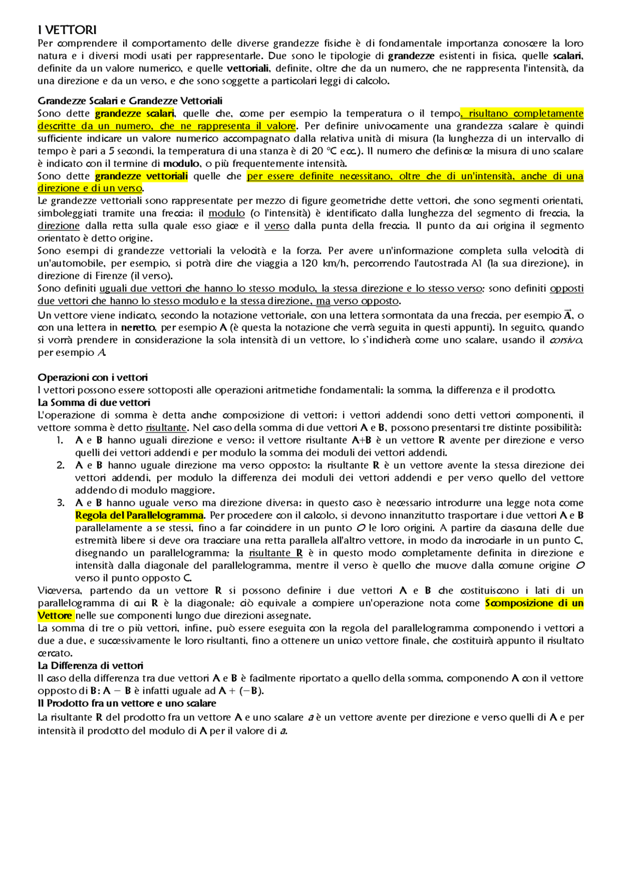 Fisica Appunti Cinematica e Dinamica - Docsity