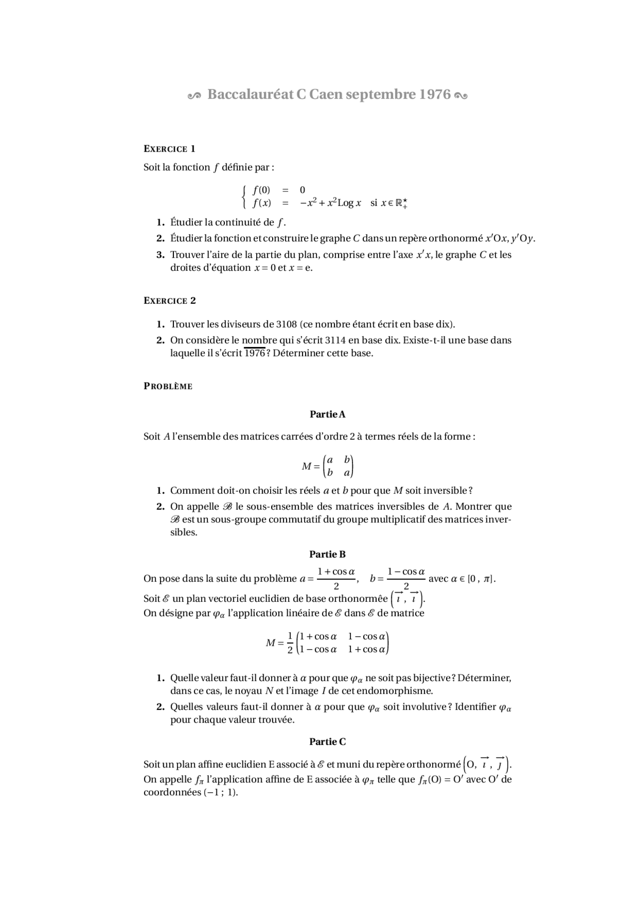 Sciences Math Examen 1 Docsity