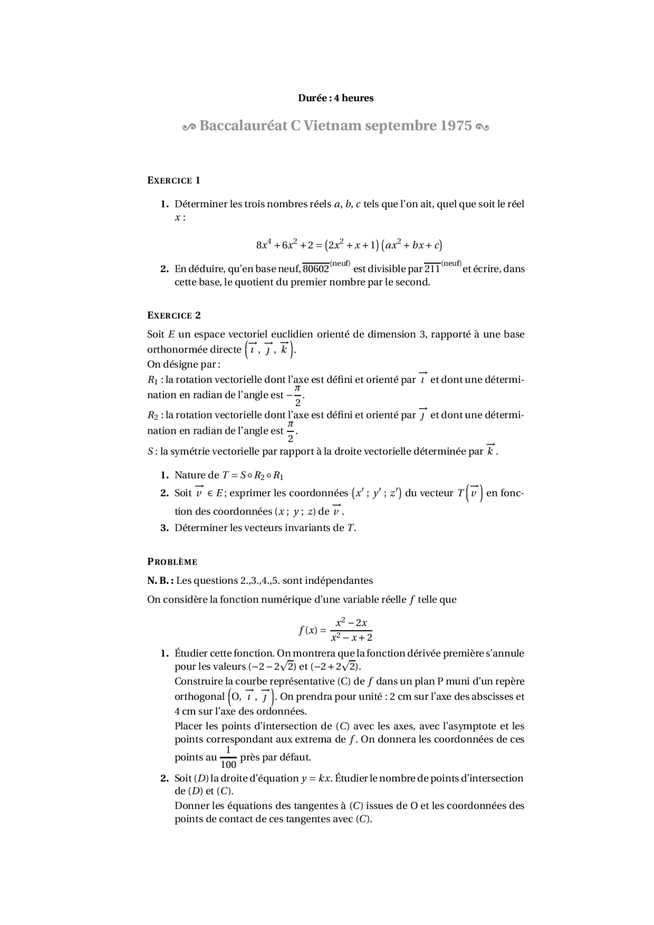 Sciences Math Exercices 9 Docsity