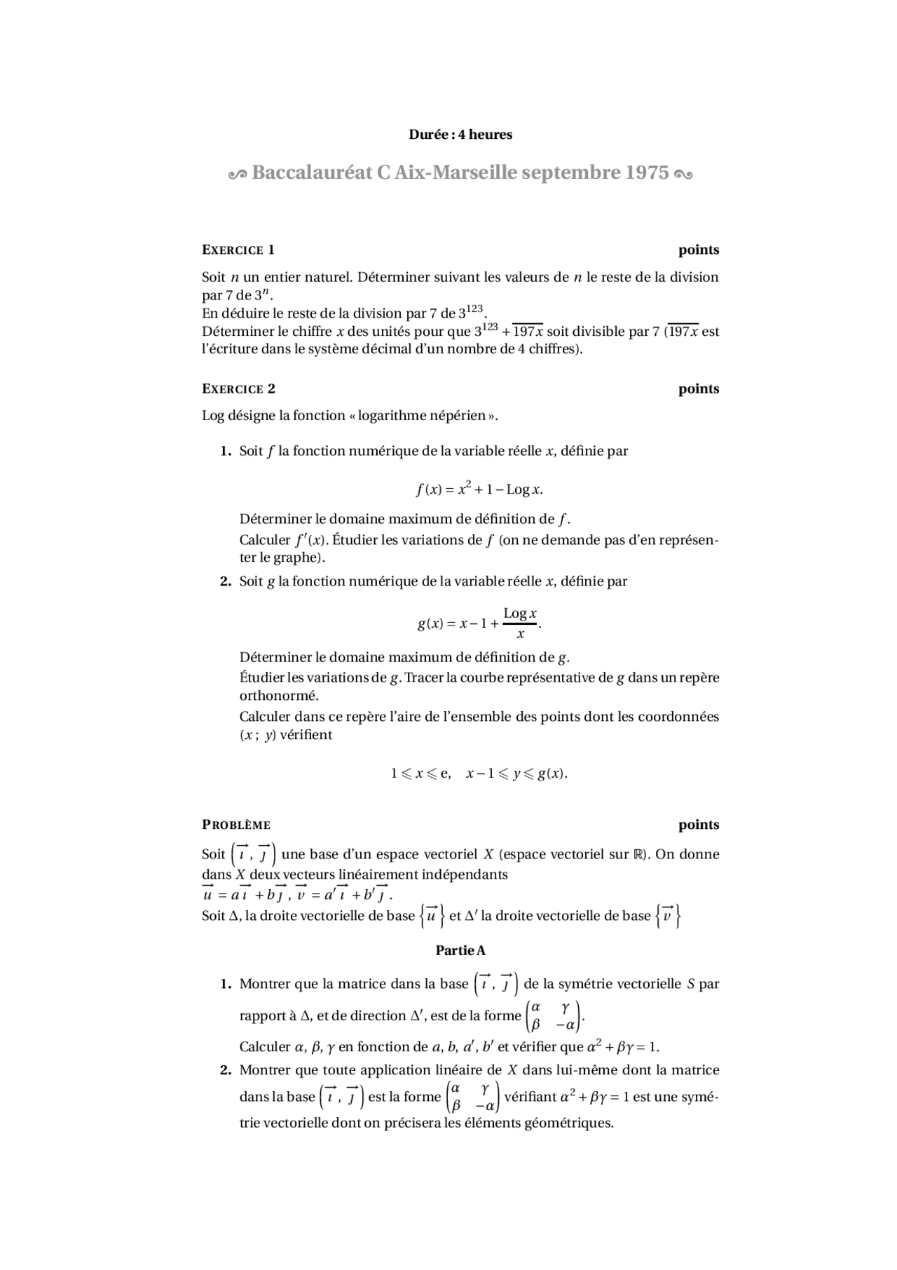 Examen math 3 - Docsity
