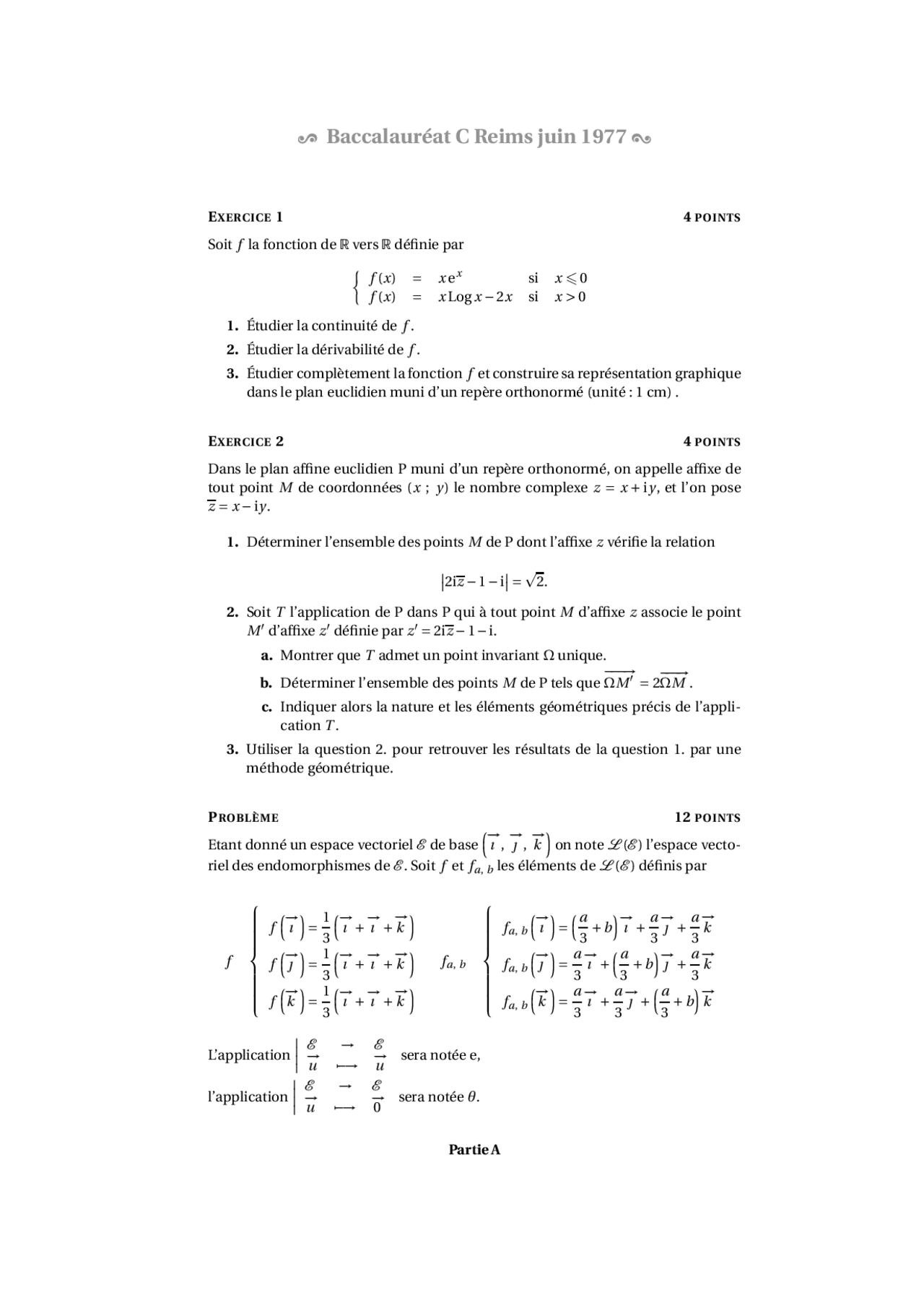 Algèbre Exercices 3 Docsity