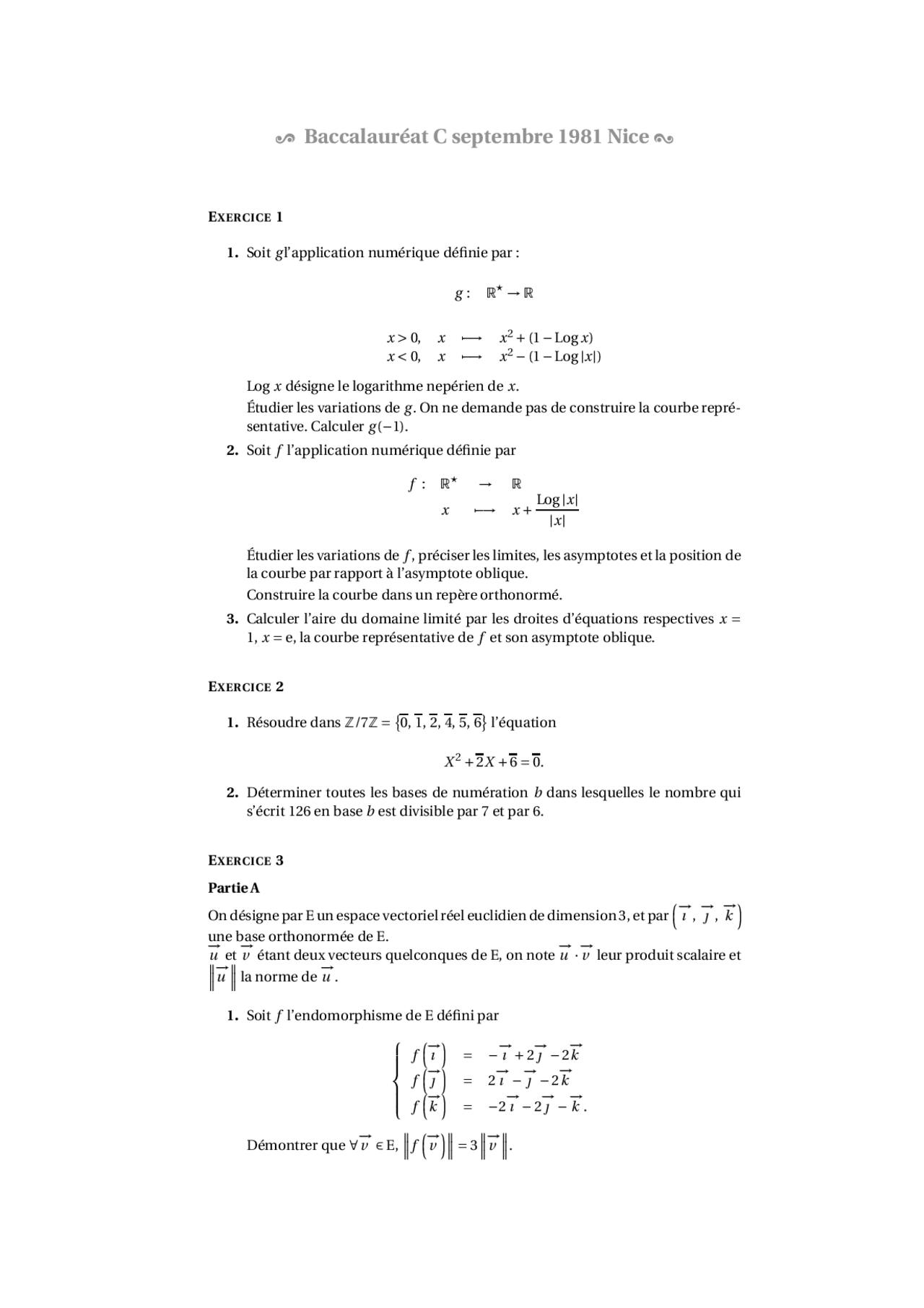 Série de modélisation mathématique – exercices 9 - Docsity
