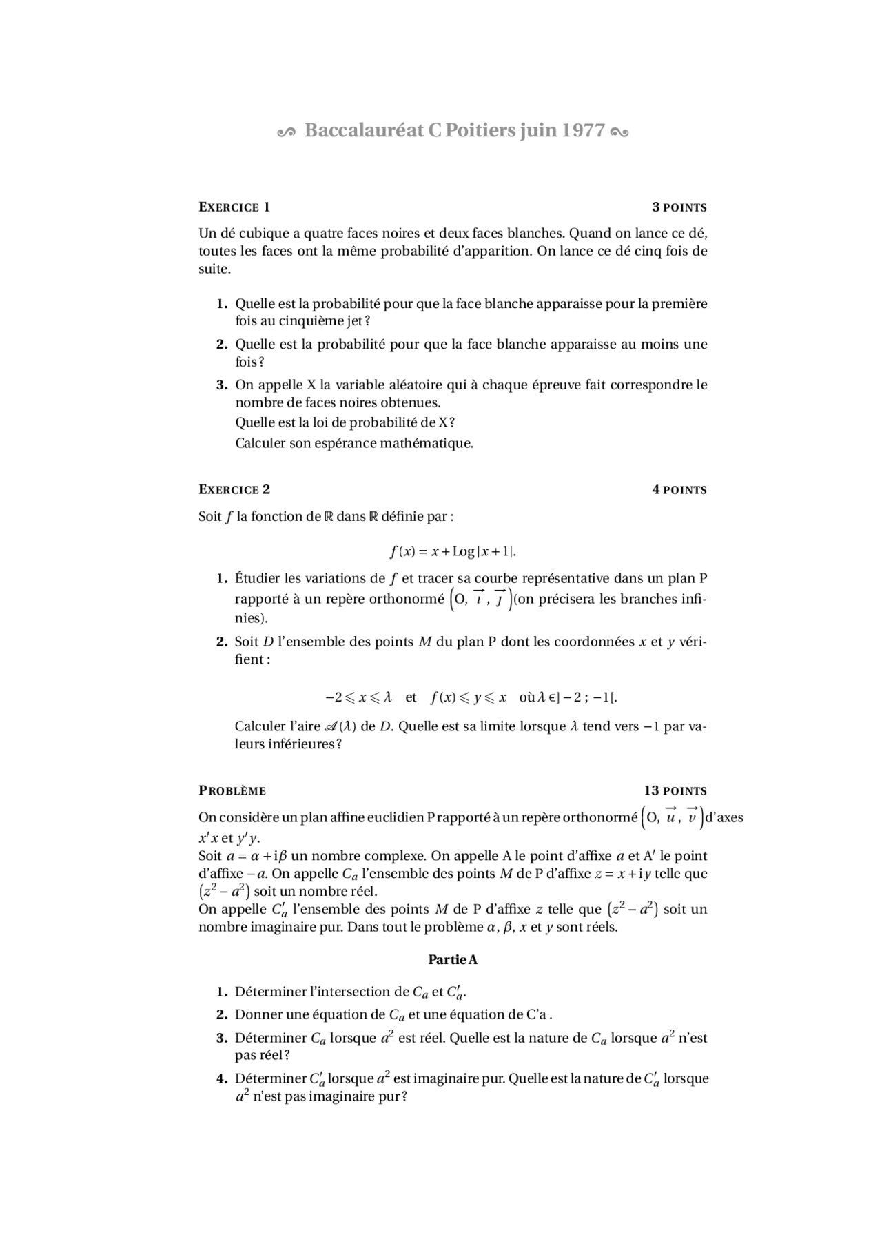 Algèbre Exercices 1 Docsity