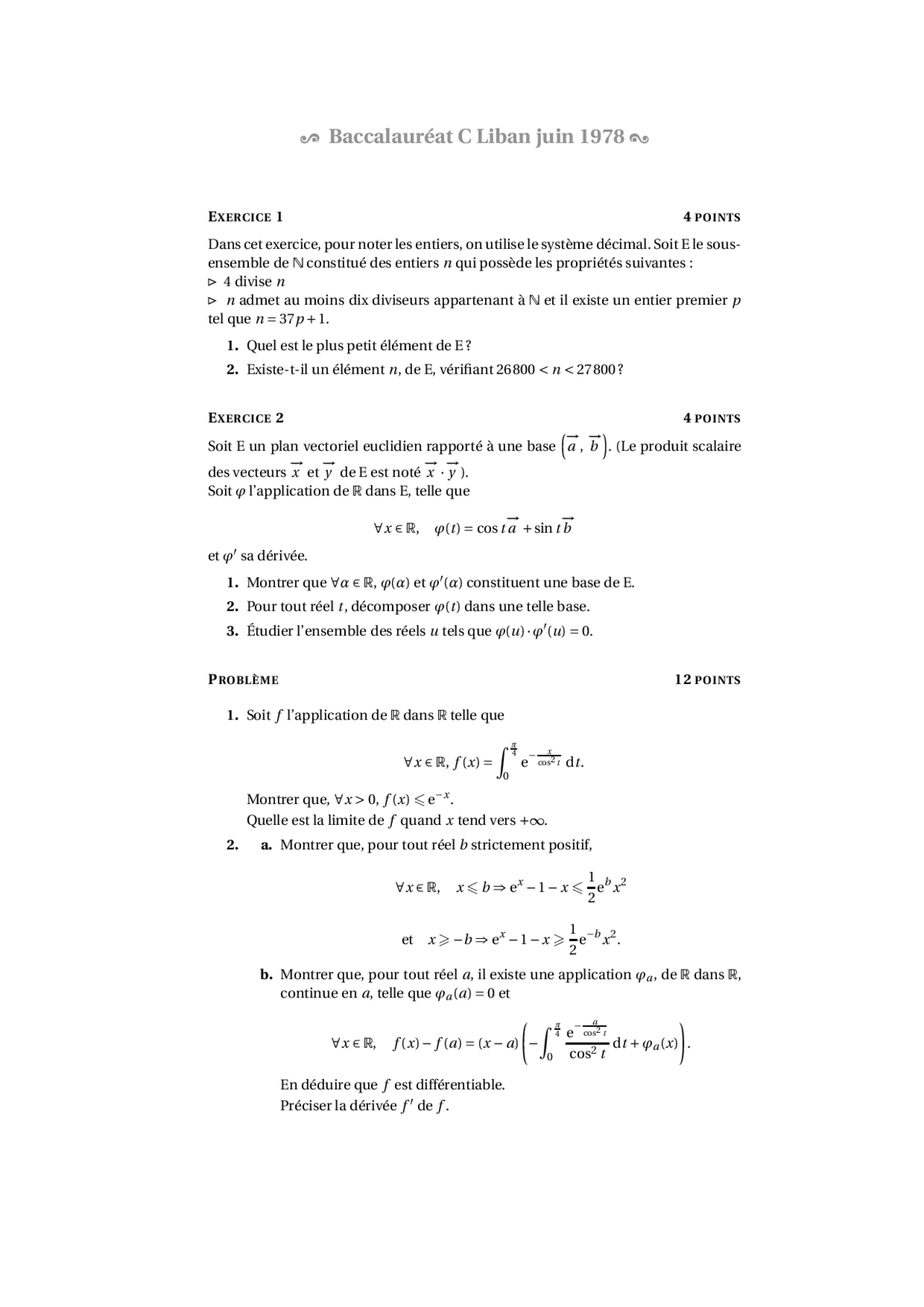 Exercitation De Mathématique 4 Docsity