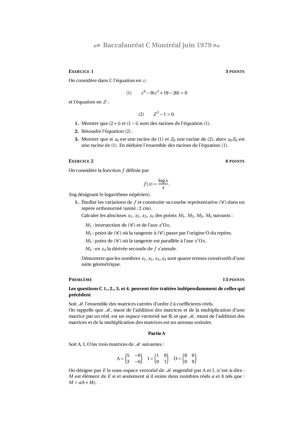 Sciences Mathématiques Exercitation 1 Docsity
