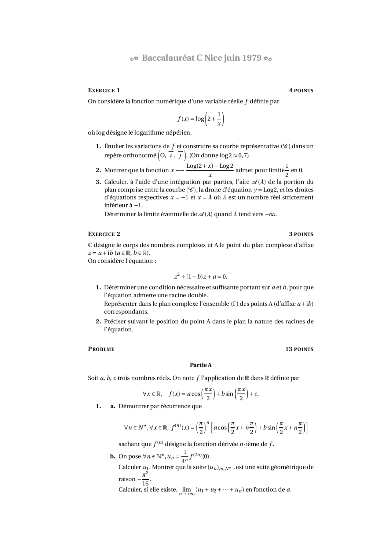 Sciences Mathématiques Exercitation 3 Docsity