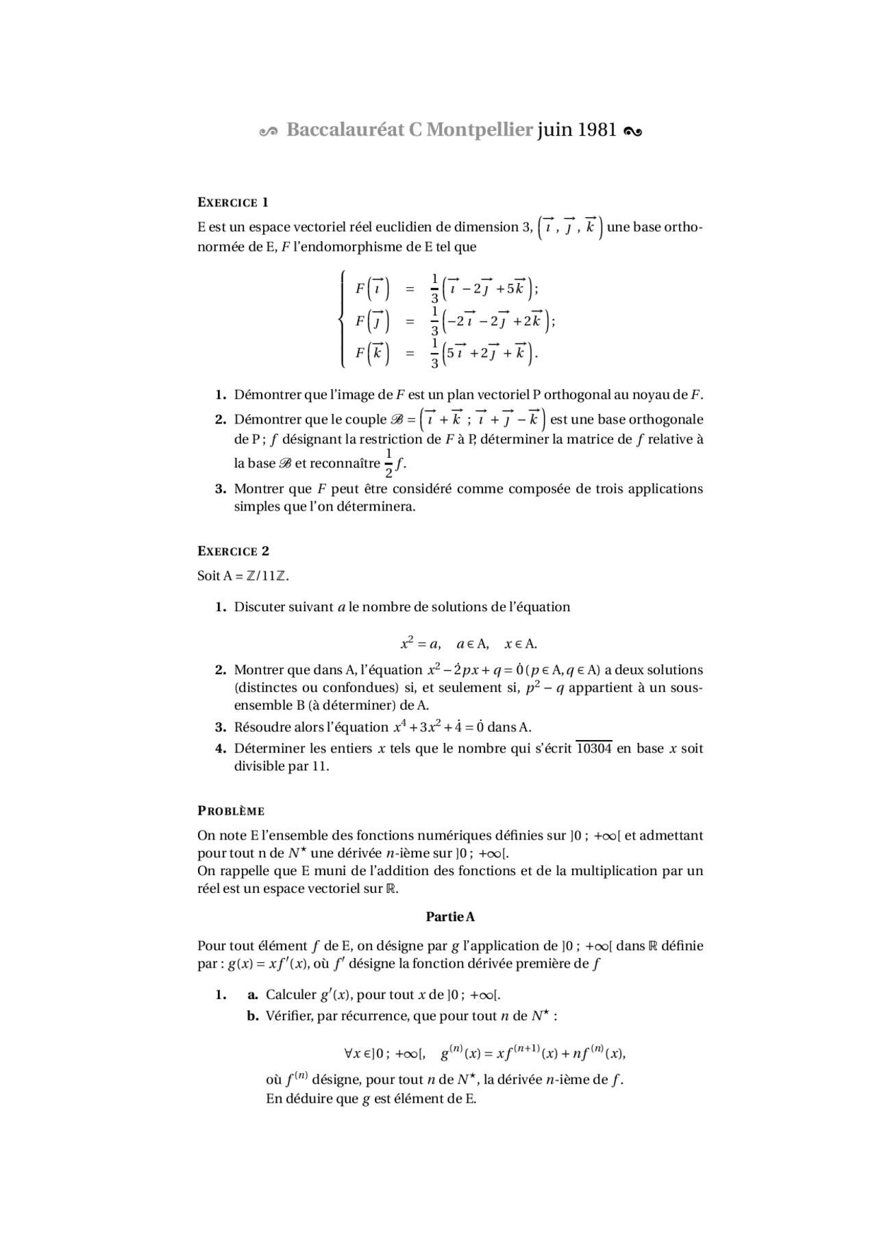 Série de modélisation mathématique – exercices 4 - Docsity