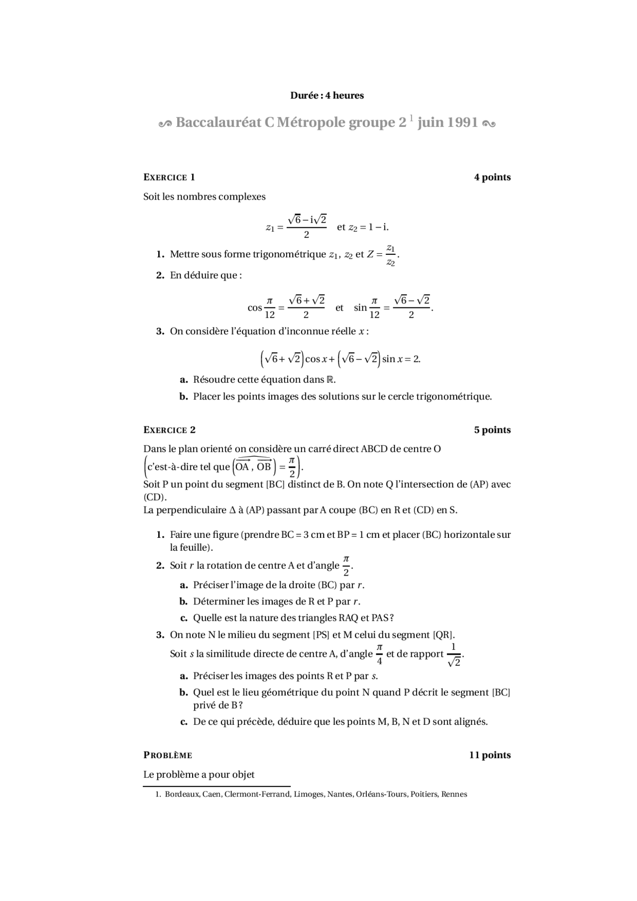 Exercices De Géométrie Algorithmique 10 Docsity