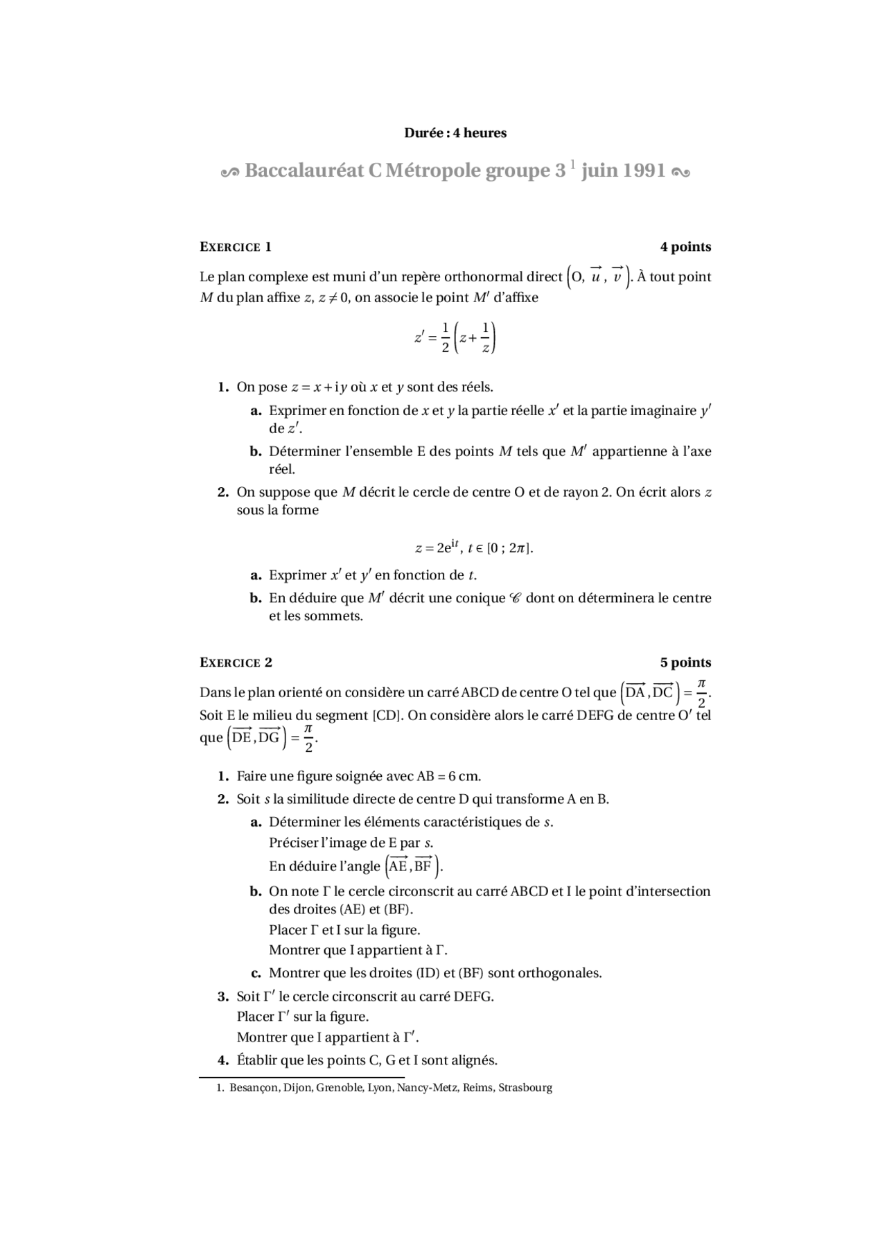 Exercices De Géométrie Algorithmique 11 Docsity