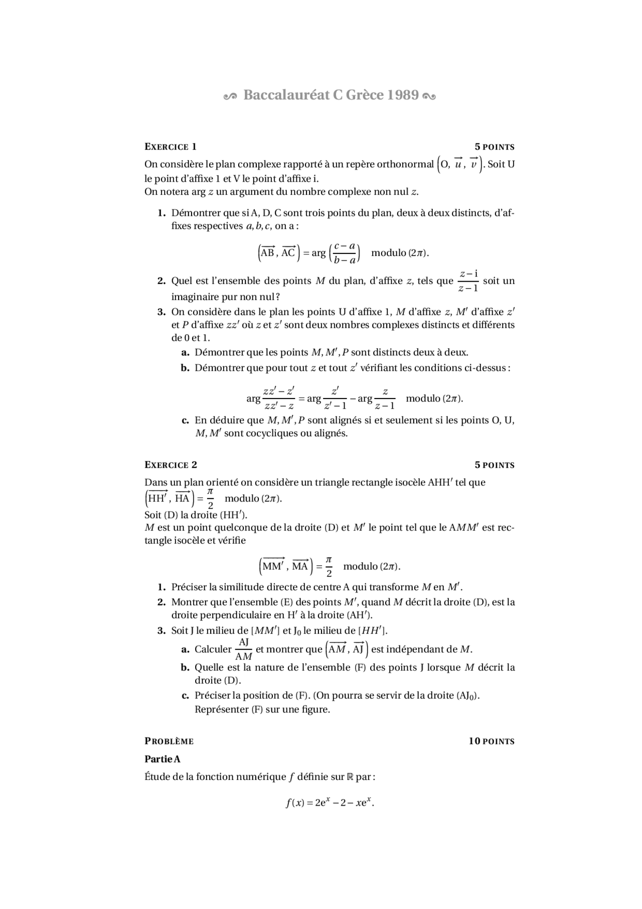 Géométrie Algorithmique Examen Baccalauréat 6 Docsity