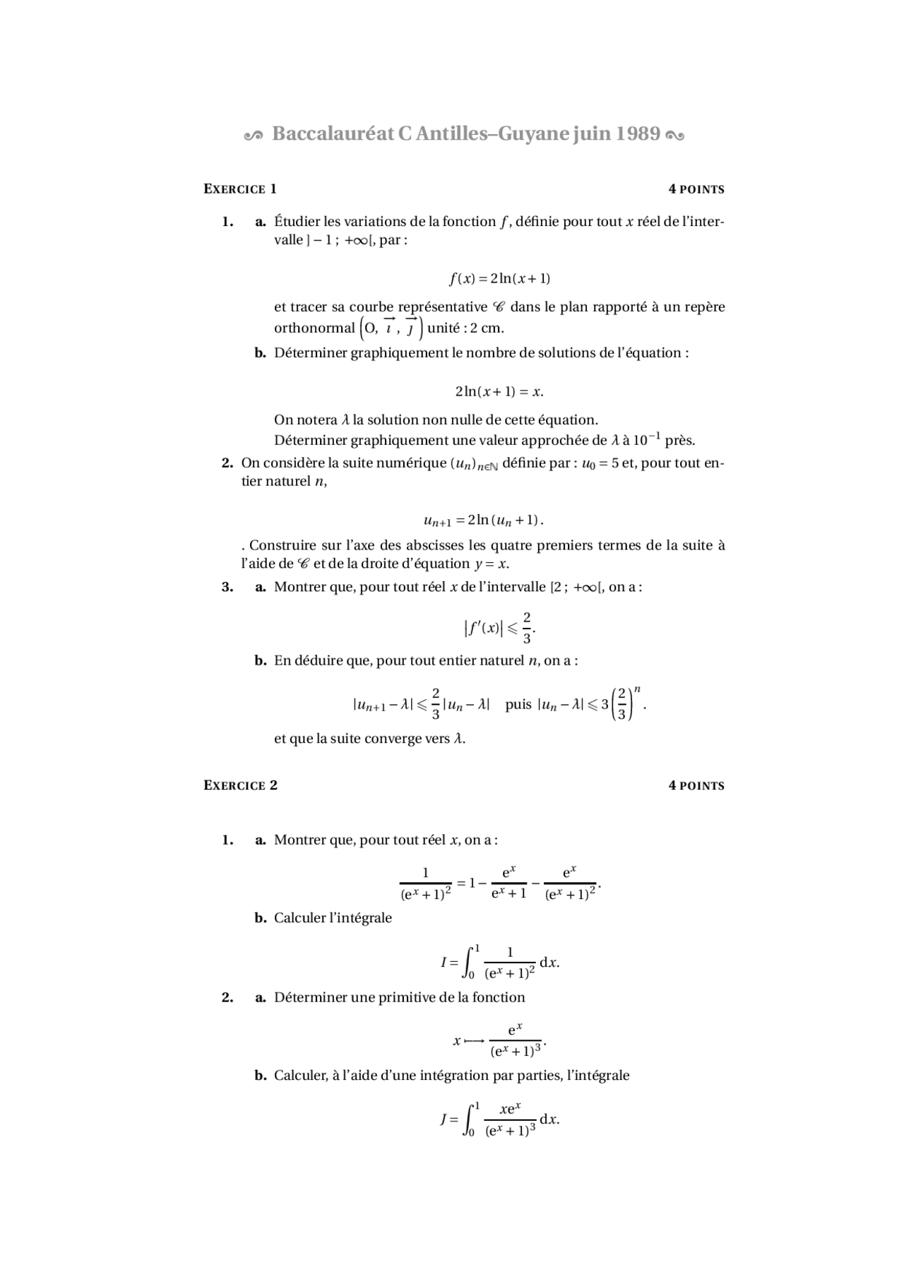 Géométrie Algorithmique Examen Baccalauréat 3 Docsity