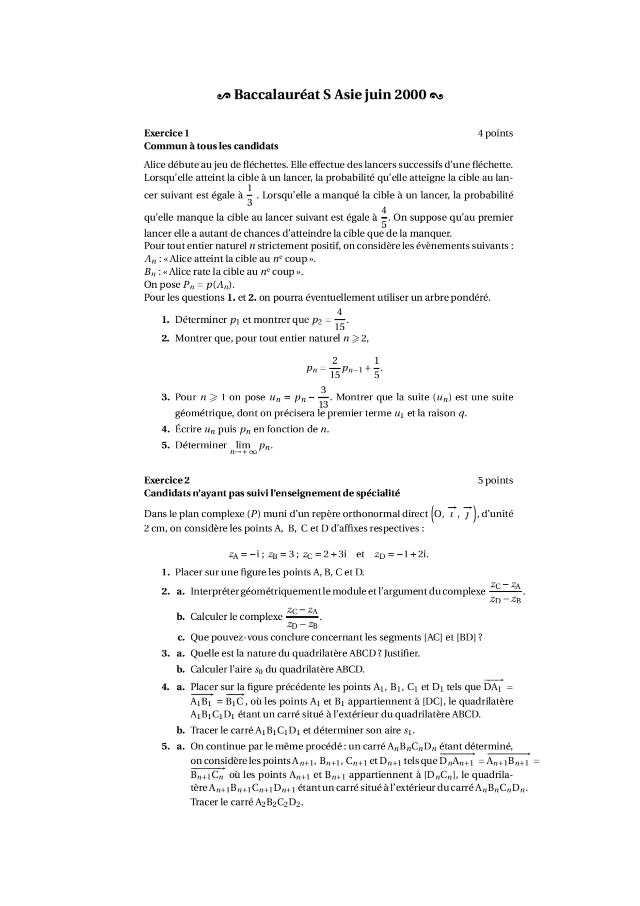 Exercices Sur La Modélisation Mathématique 5 Docsity