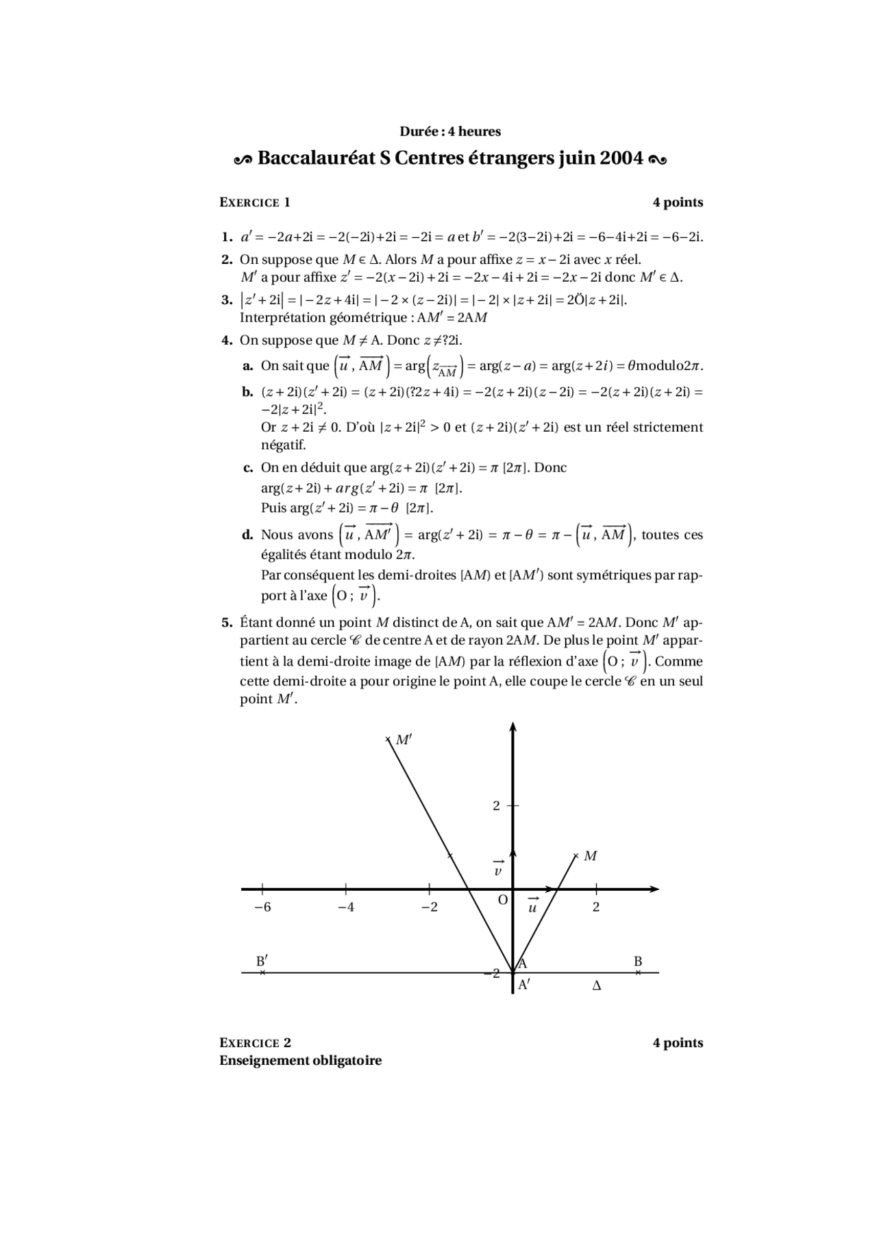 Exercitation Algèbre 10 Correction Docsity