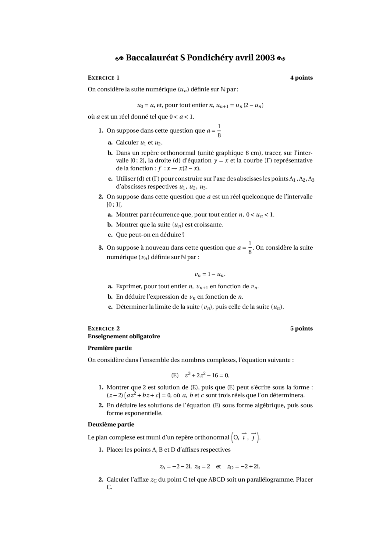 Exercices - modélisation mathématique - correction 24 | Exercices ...