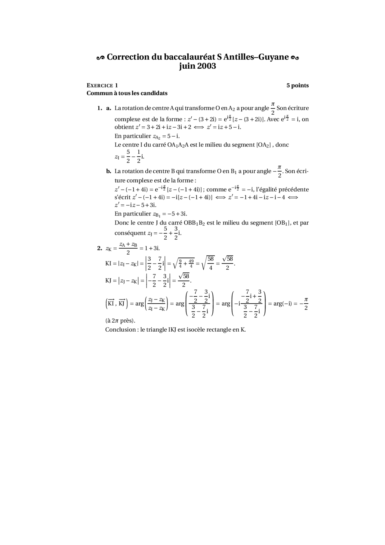 Exercices De Modélisation Mathèmatique Correction 9 Docsity