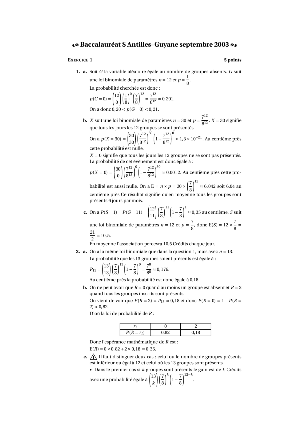 Exercices De Modélisation Mathèmatique Correction 11 Docsity