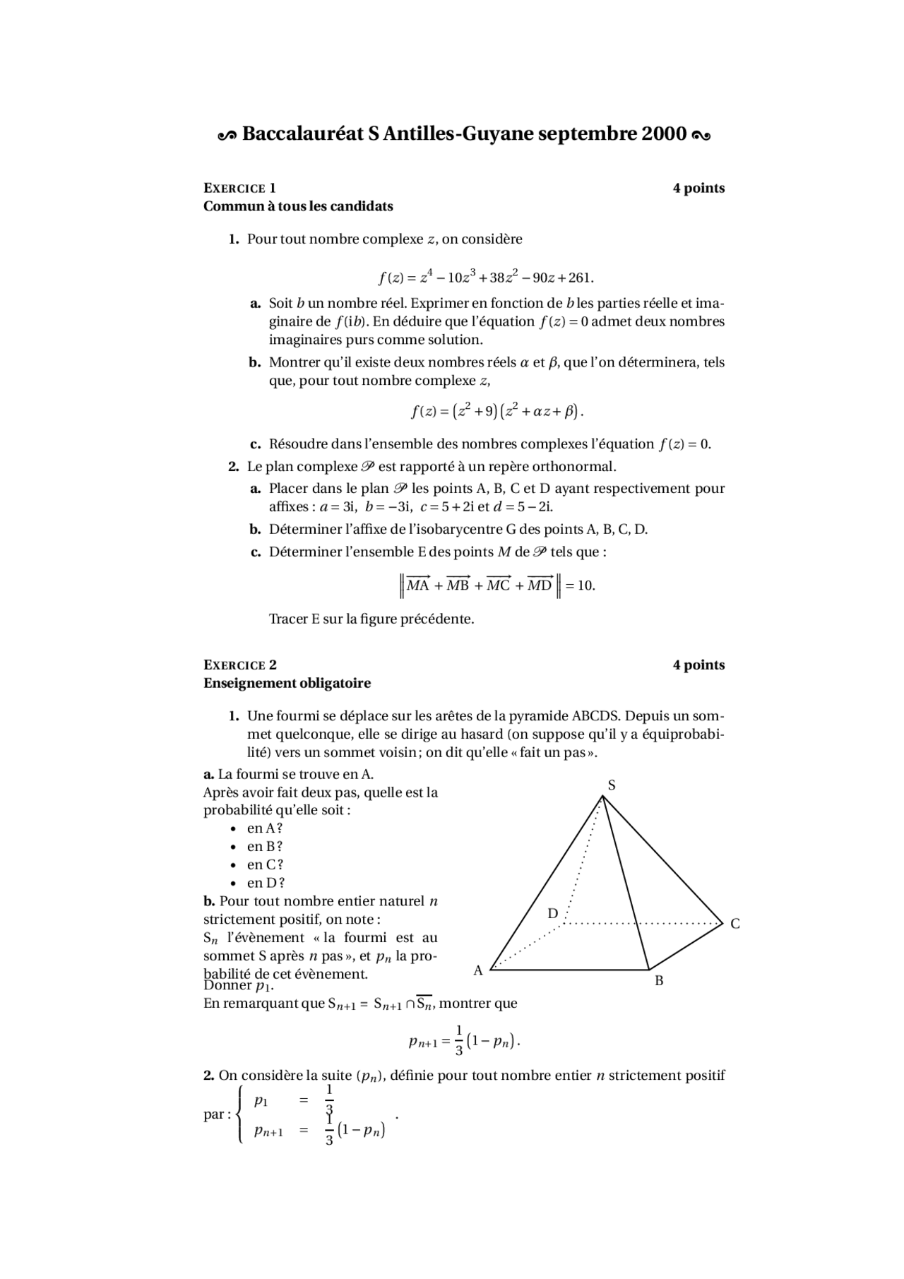 Exercices Sur La Modélisation Mathématique 4 Docsity