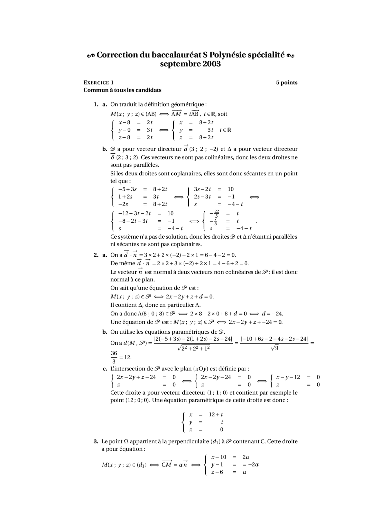 Exercices De Modélisation Mathèmatique Correction 13 Docsity