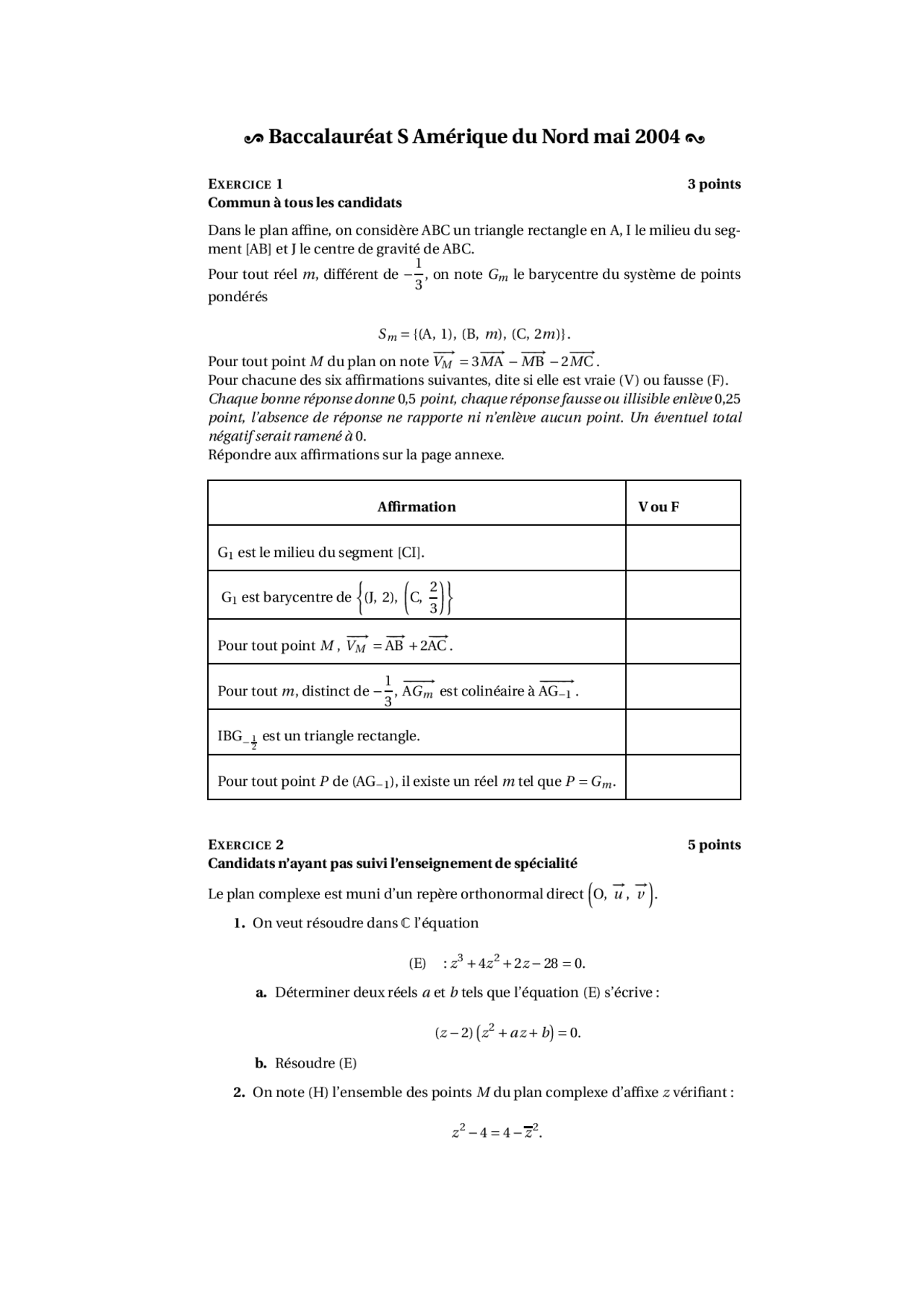 Exercitation Algèbre 3 Correction Docsity