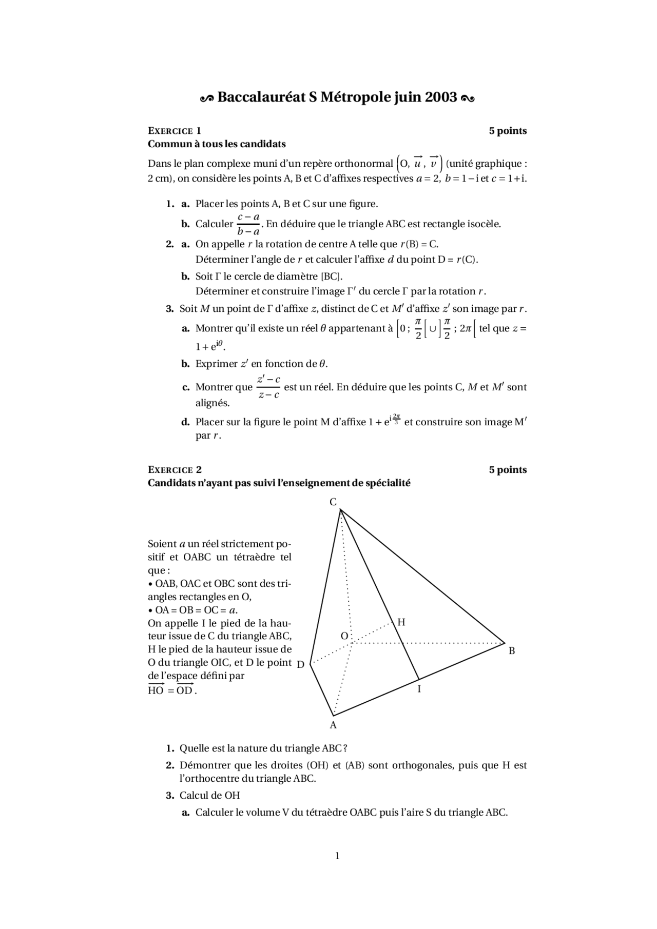 Exercices De Modélisation Mathèmatique Correction 15 Docsity
