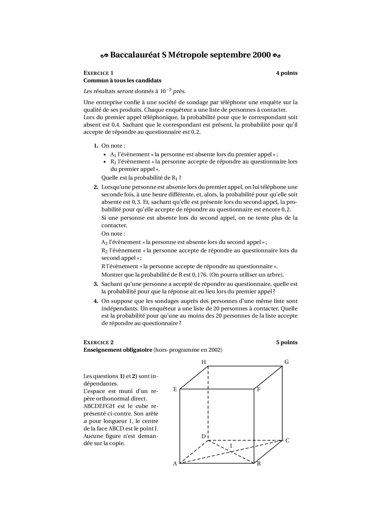 Exercices Sur La Modélisation Mathématique 11 Docsity