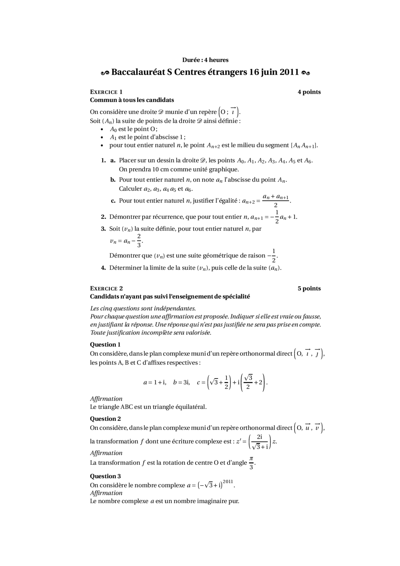 Corrigé Exercices Calcul Avancé 12 Docsity