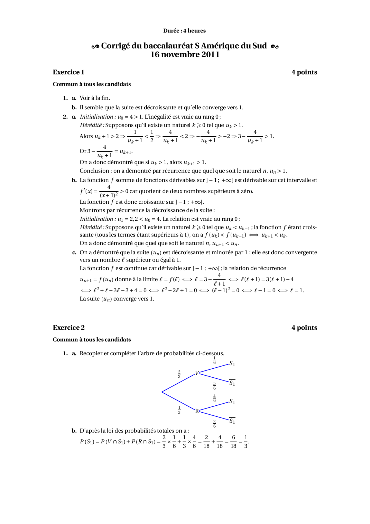 Corrigé Exercices Calcul Avancé 3 Docsity