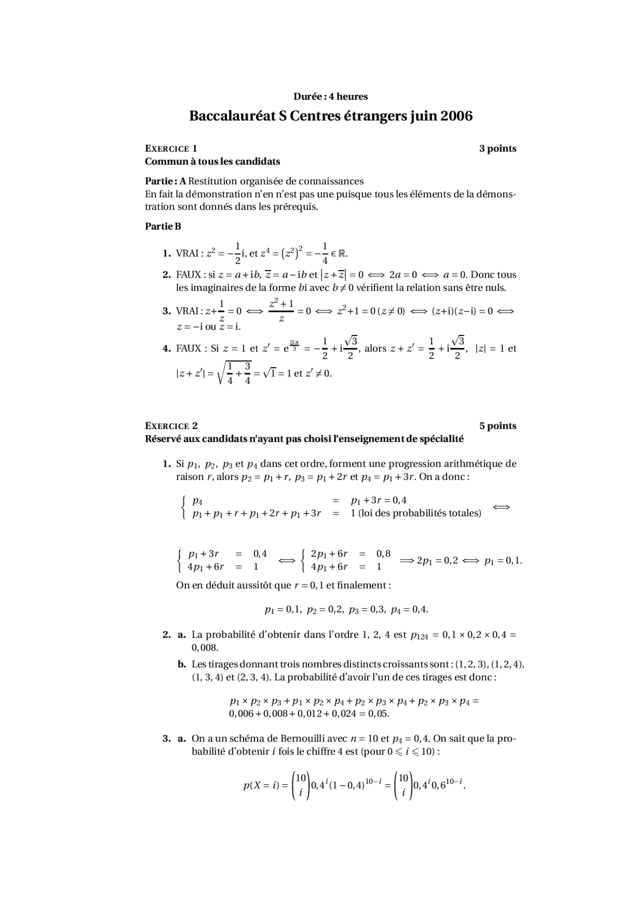 Correction Exercices De Mathématique 10 Docsity