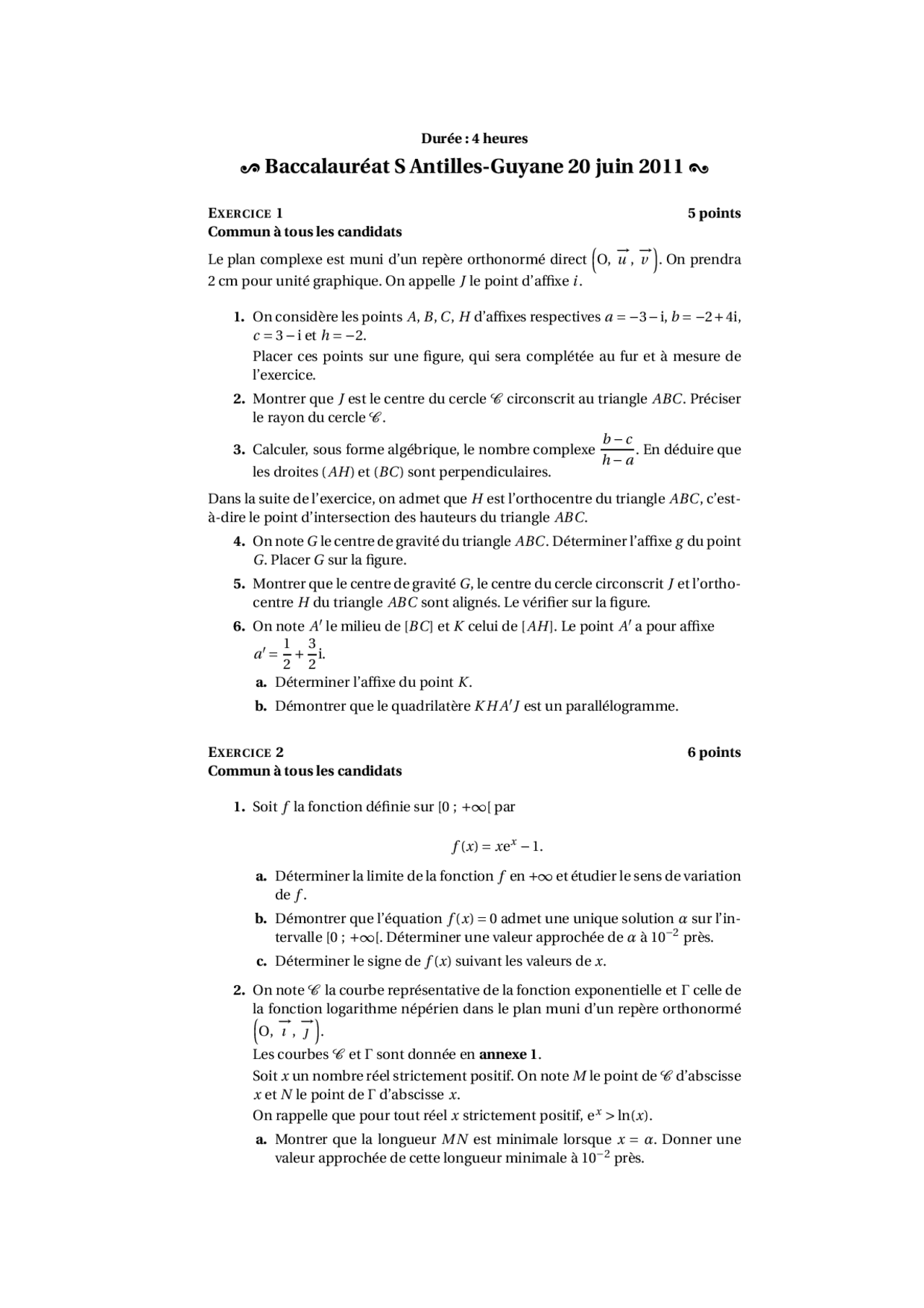 Corrigé Exercices Calcul Avancé 4 Docsity