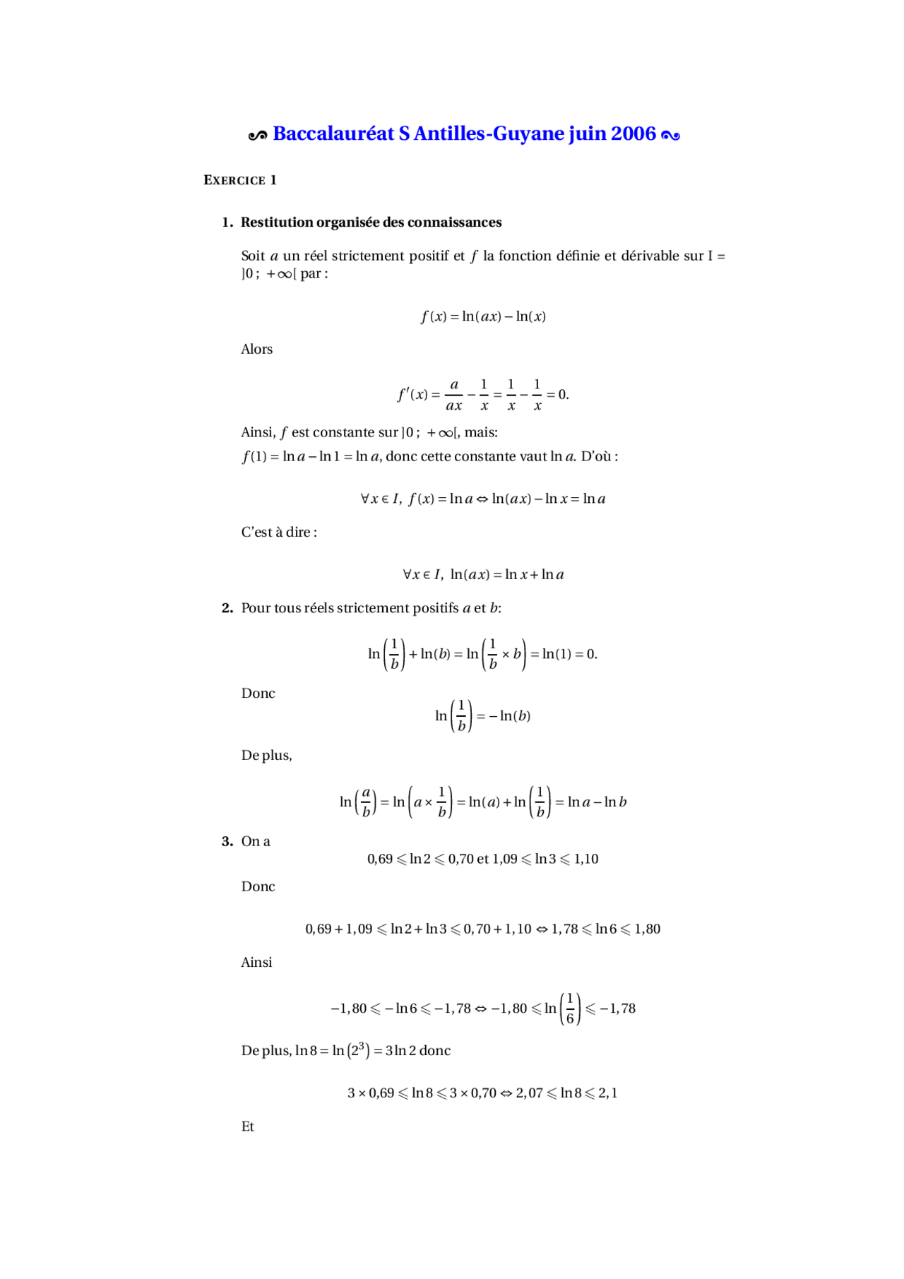 Correction Exercices De Mathématique 4 Docsity