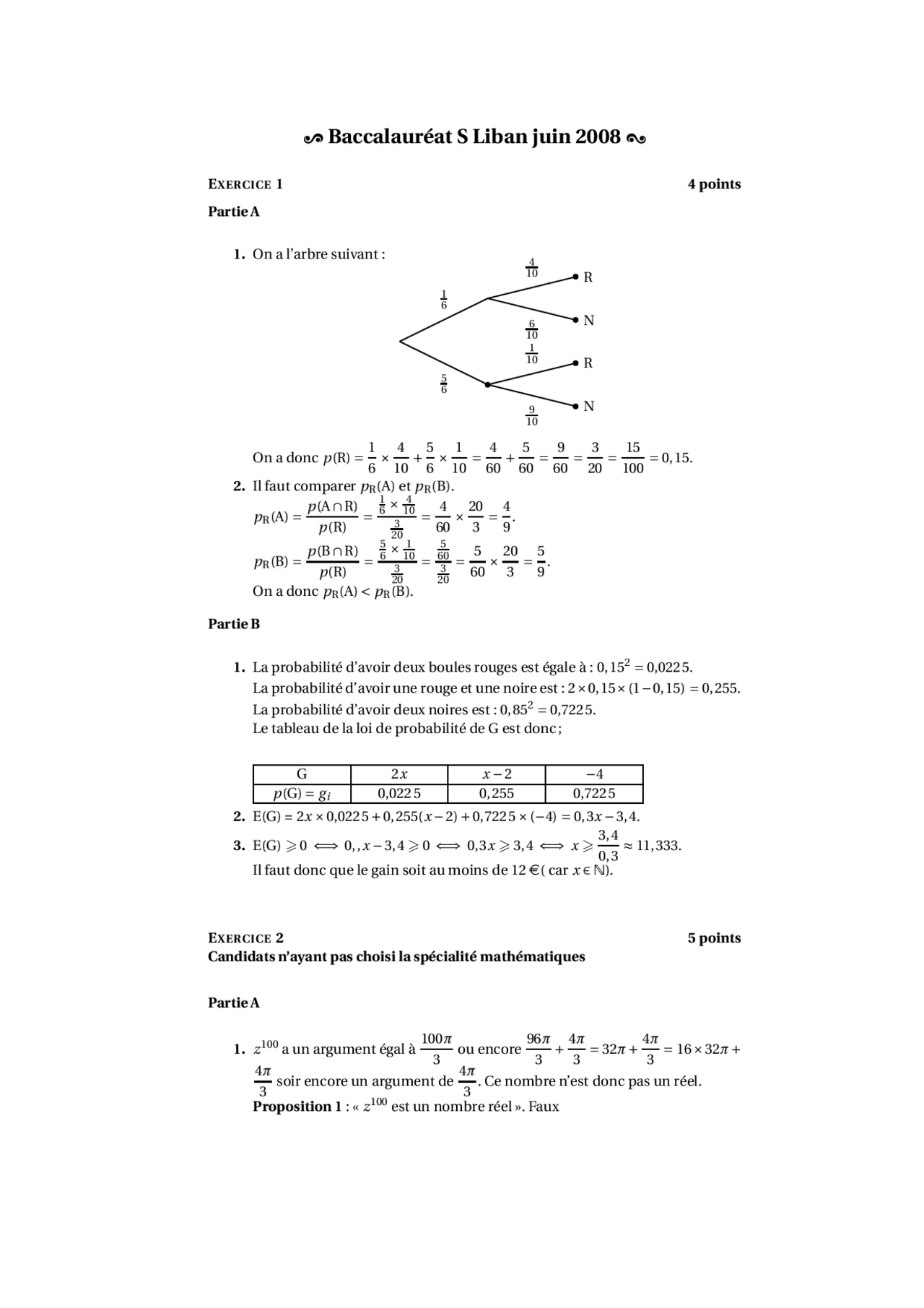 Série De Mathématique Correction 11 Docsity